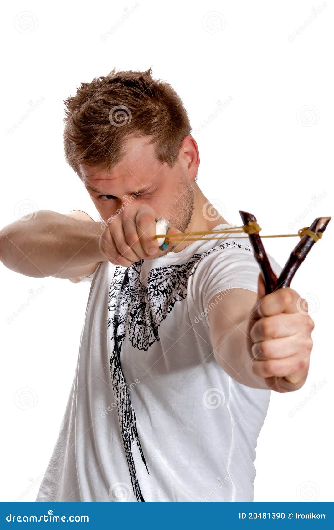 A man aims a slingshot stock photo. Image of making, background - 20481390 A man aims a slingshot stock photo. Image of making, background - 20481390