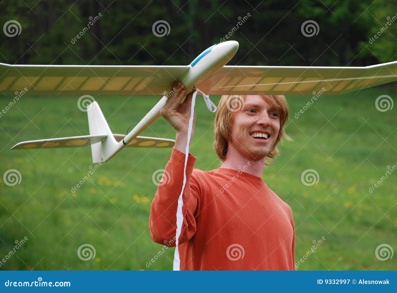 Man with aircraft model stock image. Image of flight, wing - 9332997