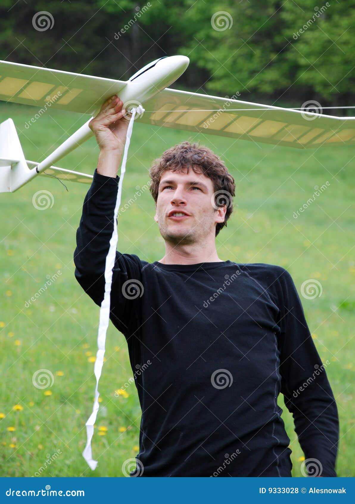 Man with aircraft model stock photo. Image of field, airplane - 9333028