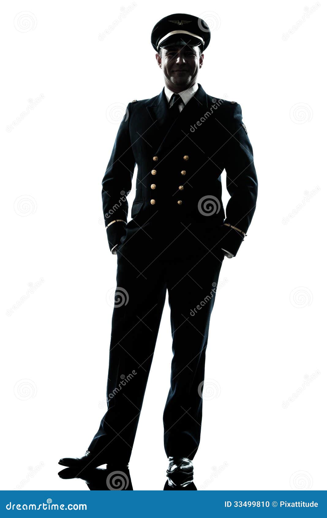Man in Airline Pilot Uniform Silhouette Stock Photo - Image of camera ...
