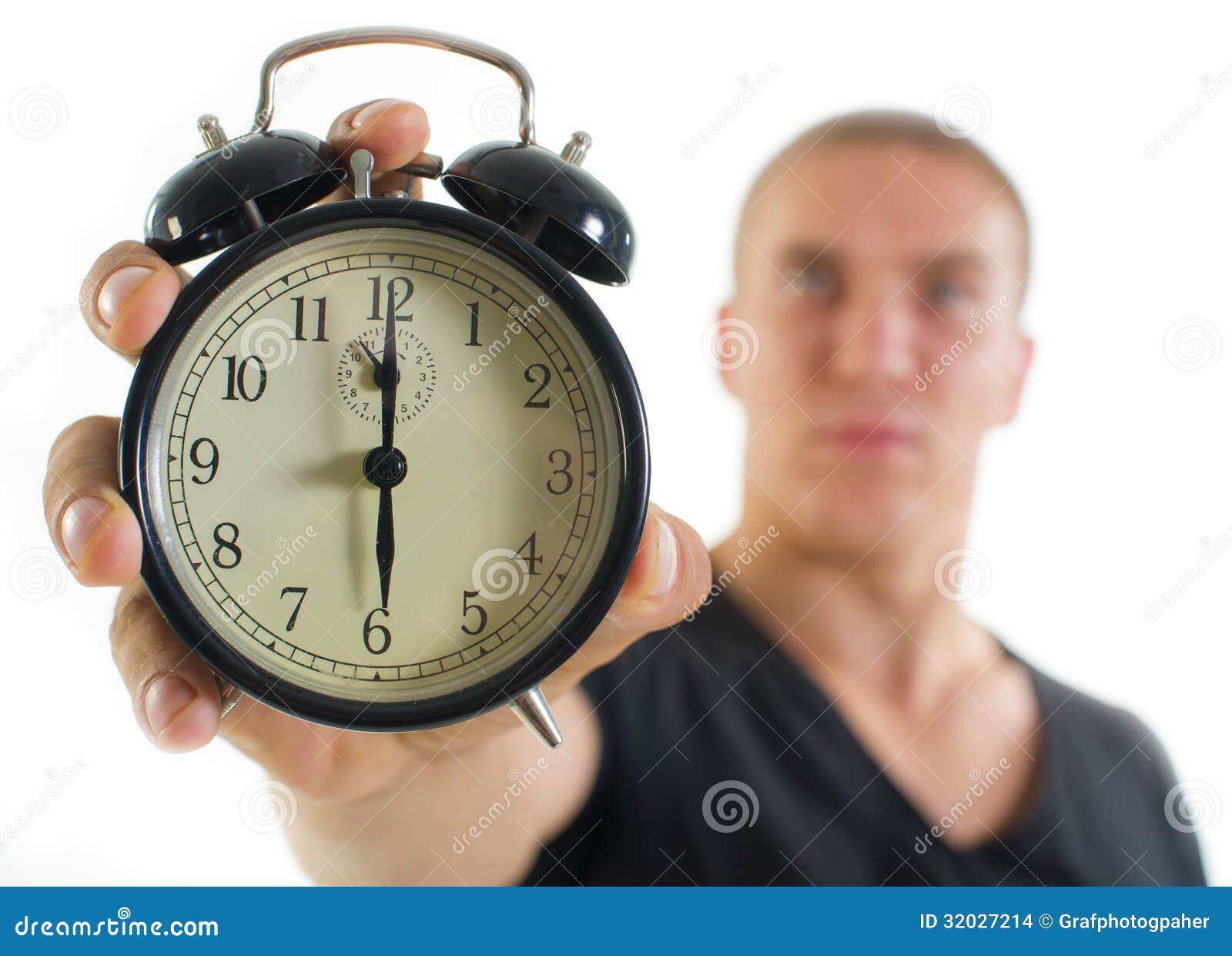 Man and alarm clock stock photo. Image of isolated, businessman - 32027214