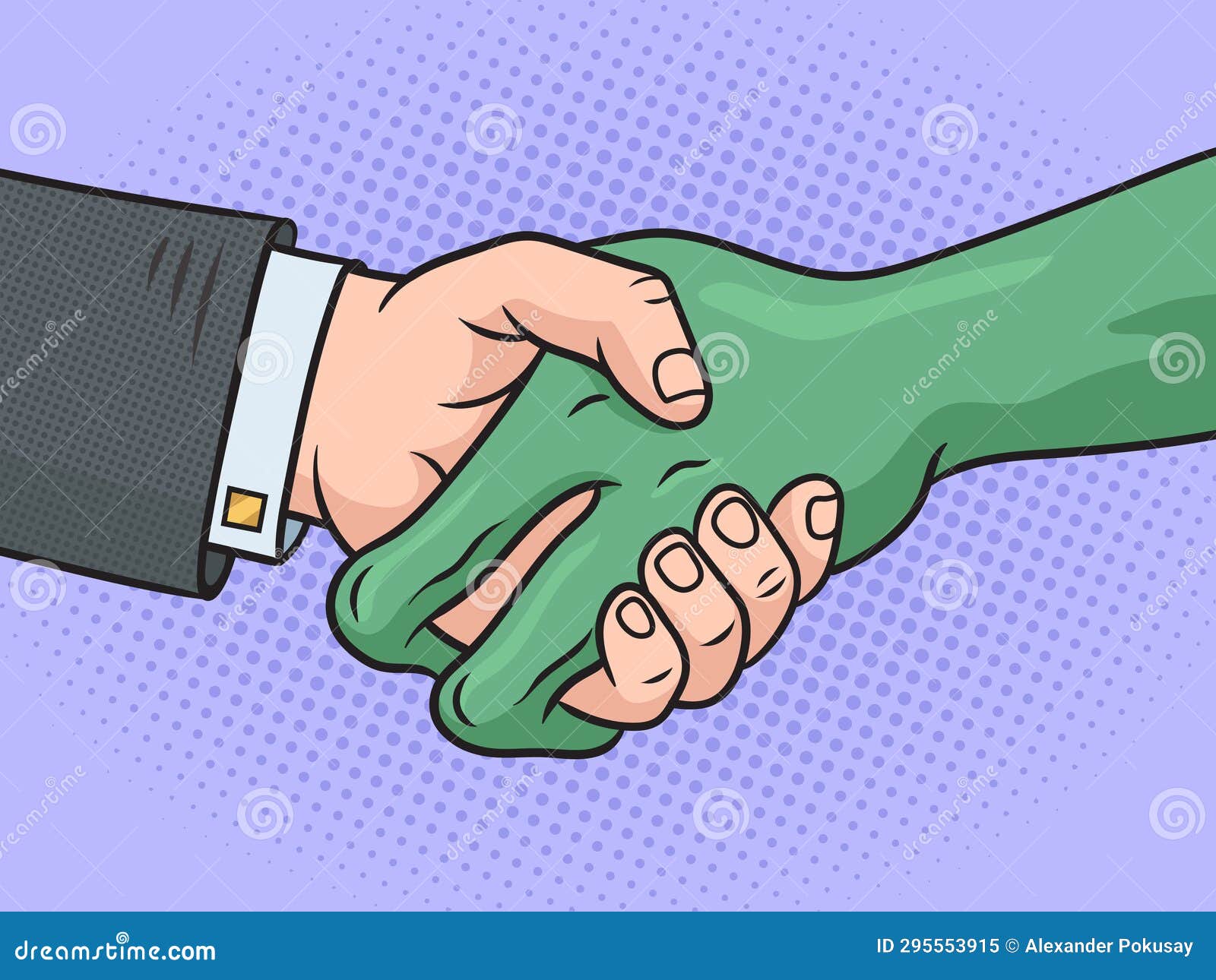 Man and Alien Handshake Pop Art Vector Hand Drawn Stock Vector ...