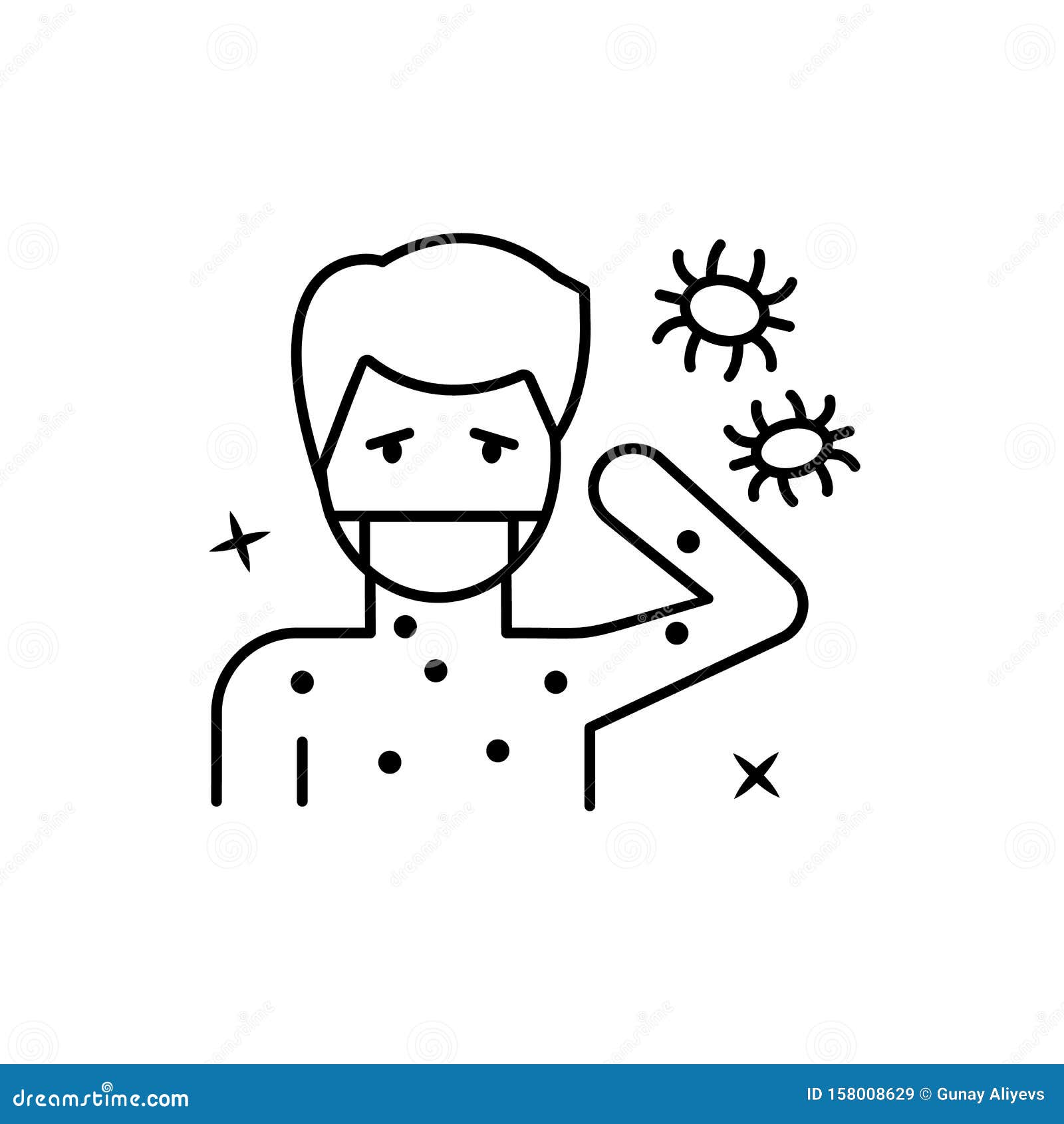 Man, Allergy, Itch, Bacteria Icon. Element Of Allergy Icon Royalty-Free ...