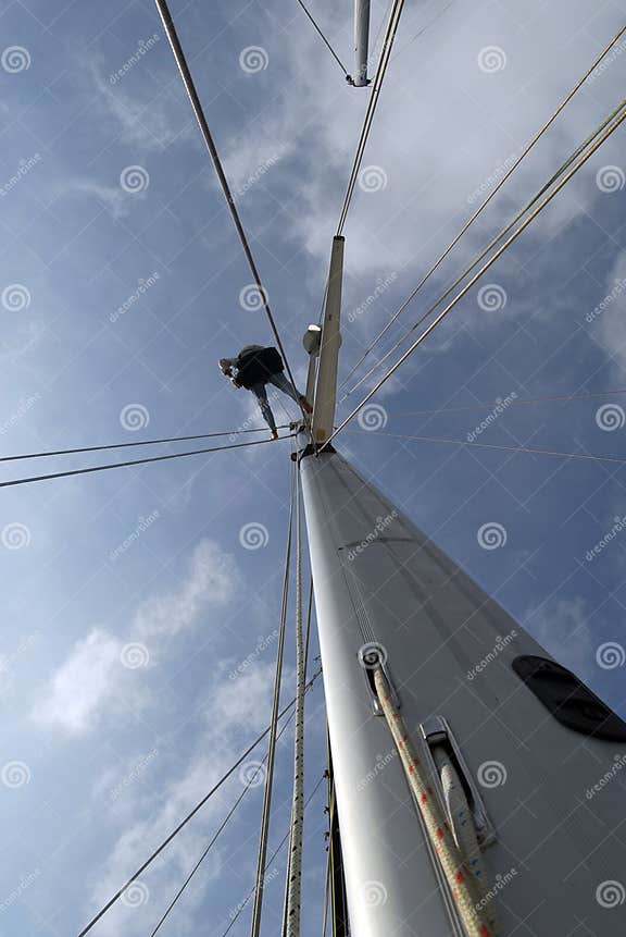 Man aloft and blue sky stock photo. Image of rigging, white - 6758324