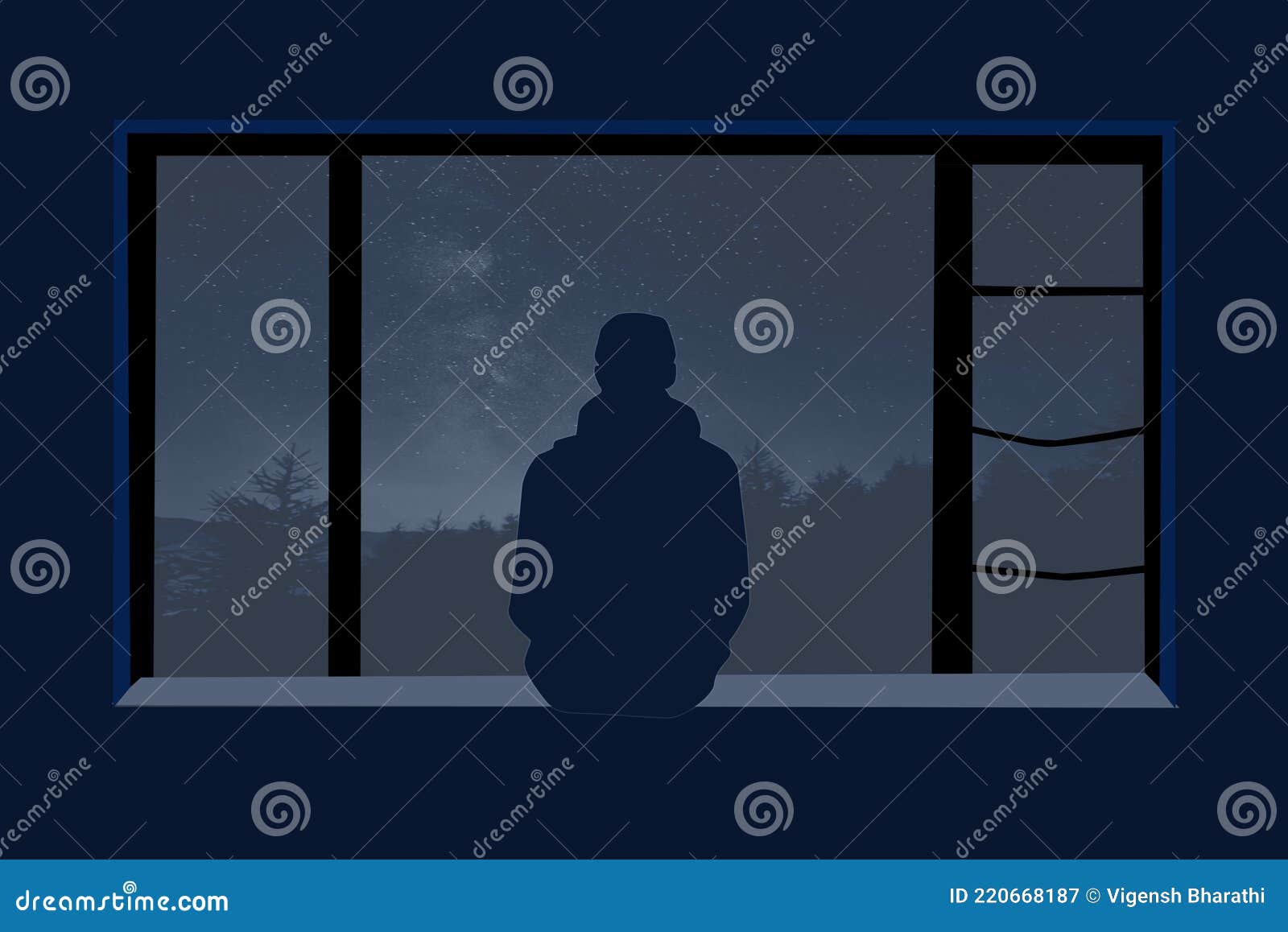 Man alone in house stock illustration. Illustration of document - 220668187