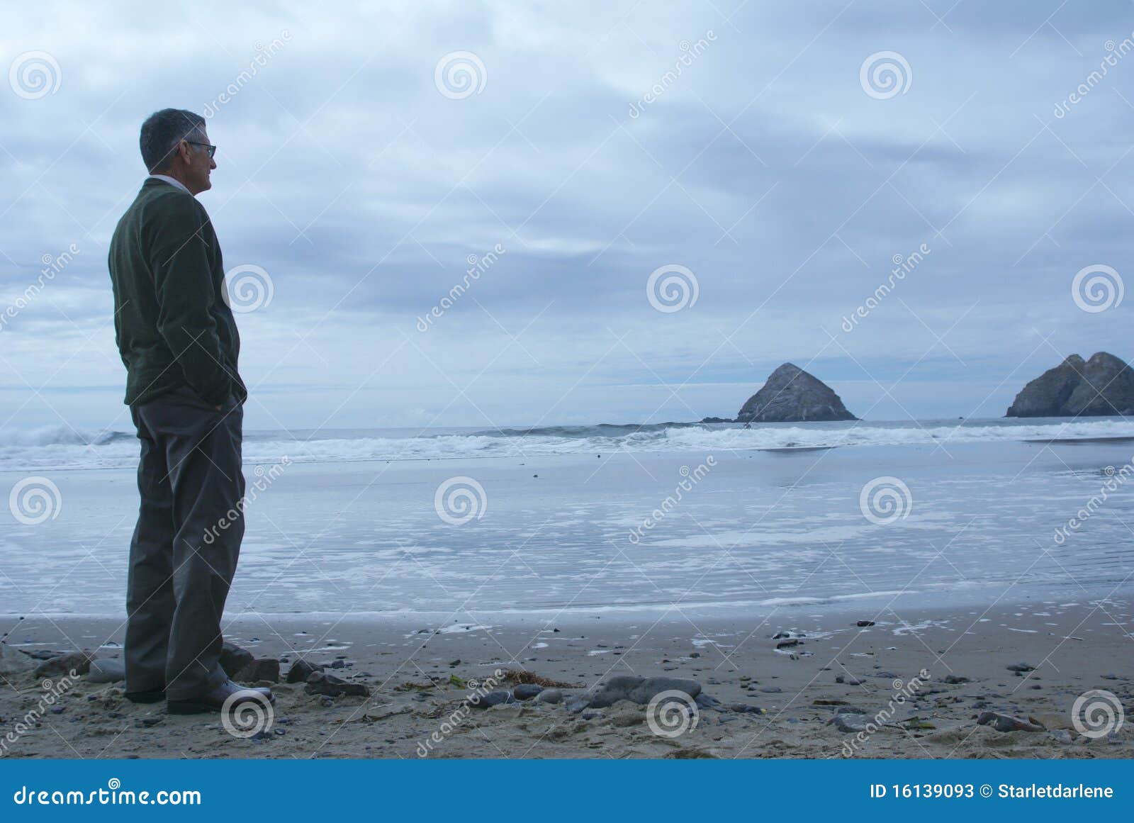 Man Alone Meditating Or Thinking Stock Image - Image: 16139093