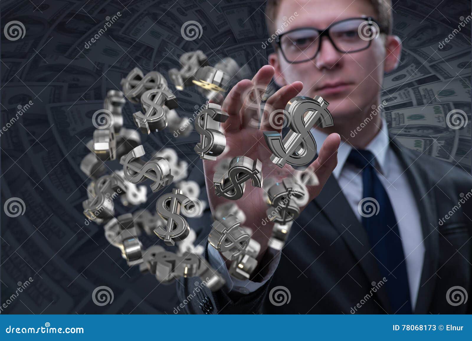 The Man in American Dollar Concept Stock Illustration - Illustration of ...