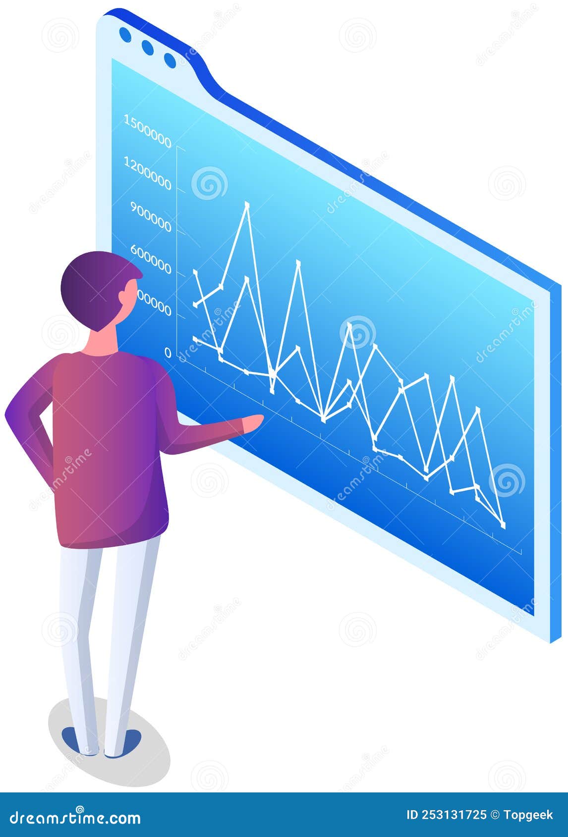 Man Analyses Digital Report with Data. Statistical Indicators and ...