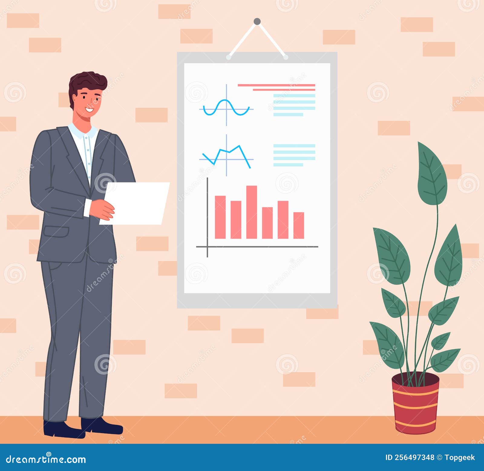 Man Analyses Digital Report with Data. Statistical Indicators and ...