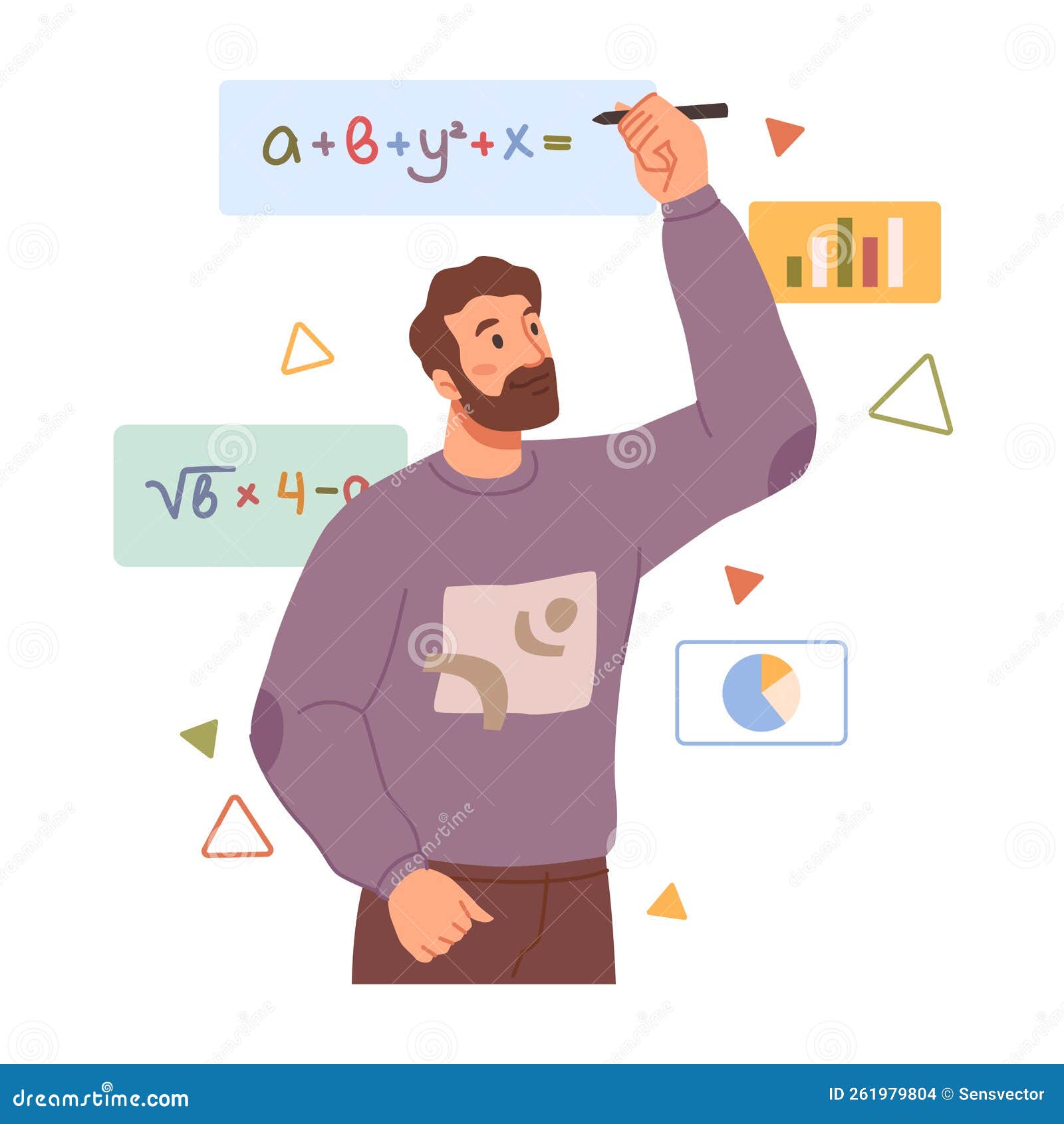 Man with Analytical Type Thinking, Mindset Stock Vector - Illustration ...