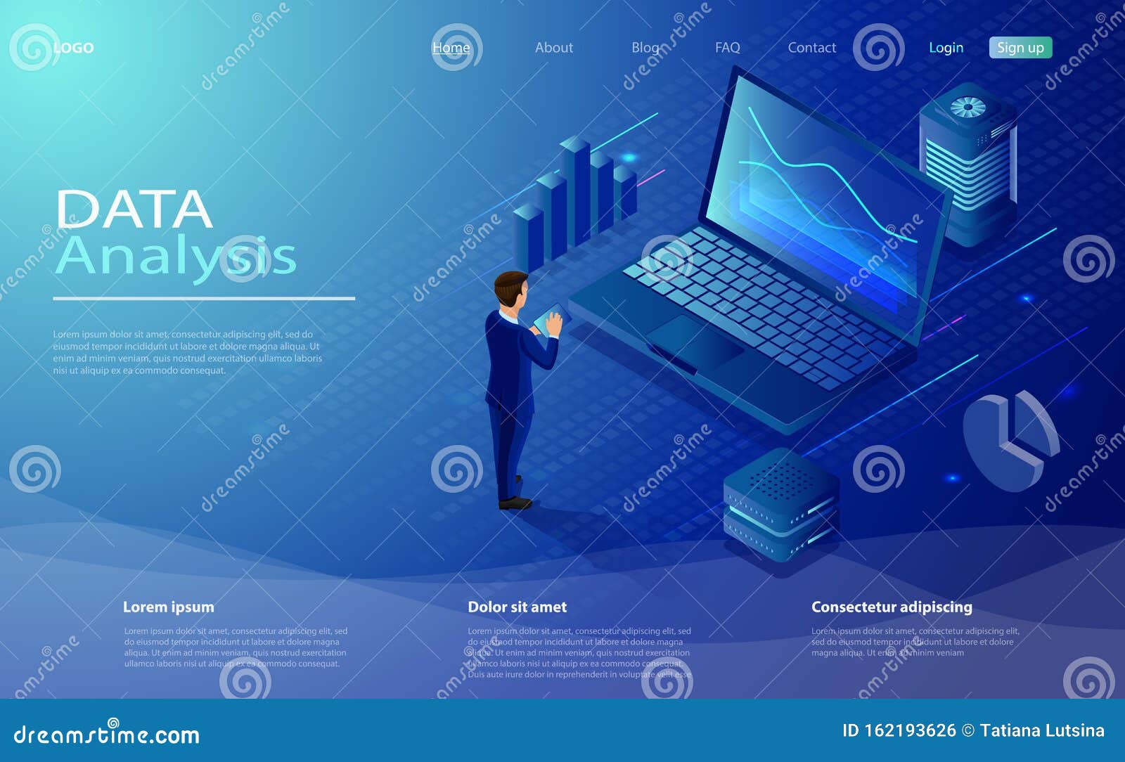 Man Analyze Diorams and Graphics. Data Analysis Concept with Characters ...