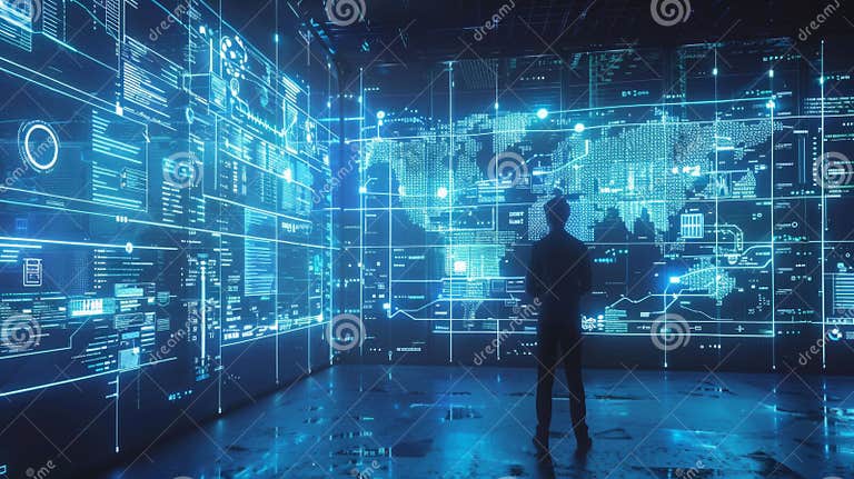 Man Analyzing Data Display stock image. Image of intelligence - 315153331
