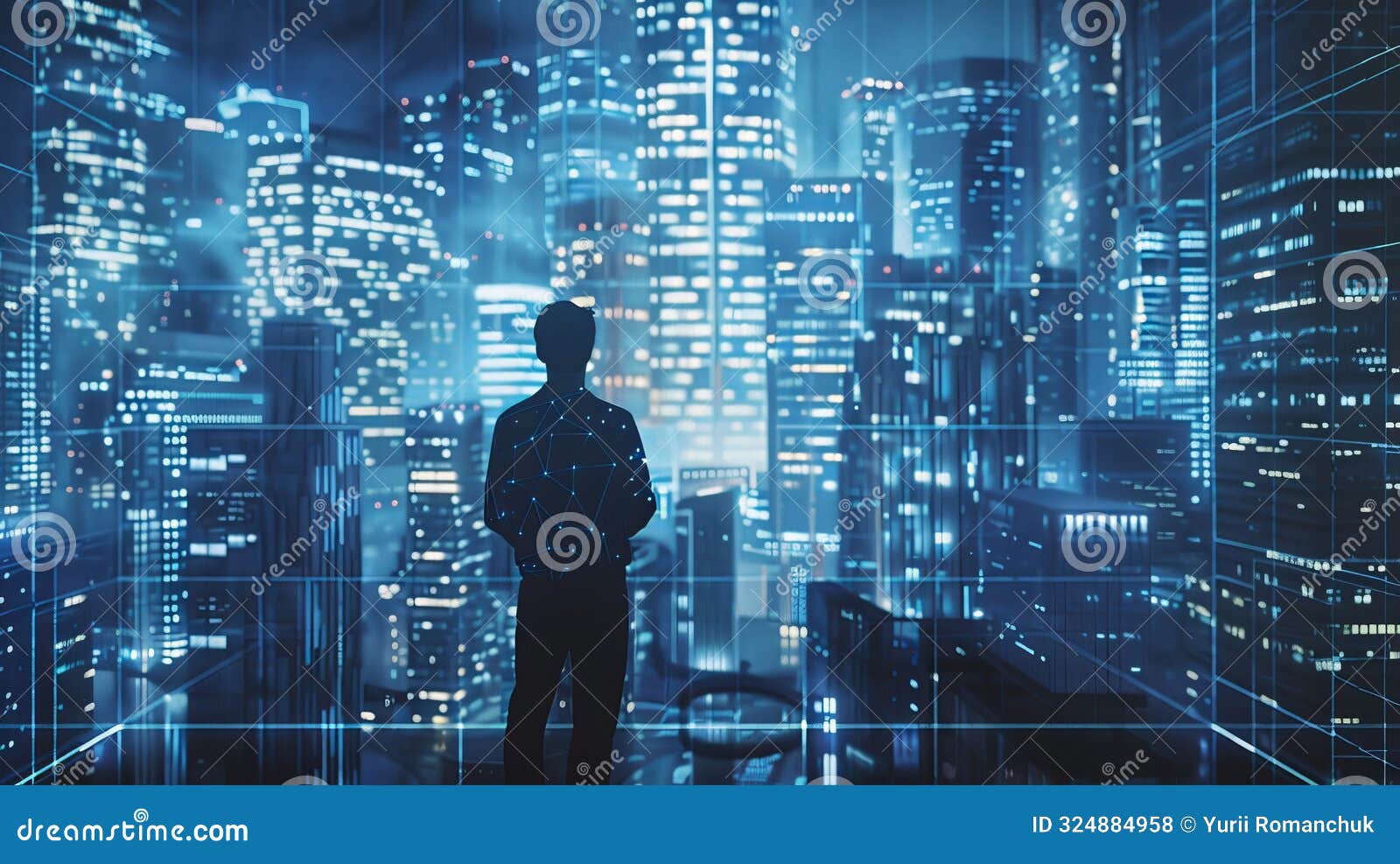 Immersive Futuristic Dance Scene Human Figure Enveloped In Neon Lights ...