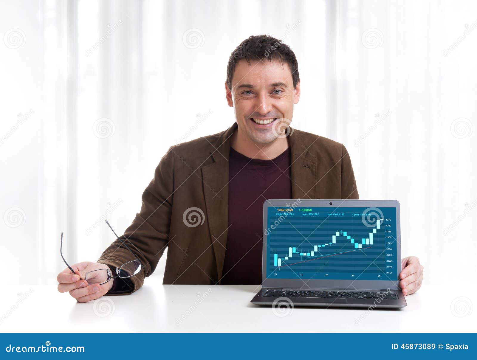 Man Analyzing Stock Market Graph Stock Image - Image of online, person ...