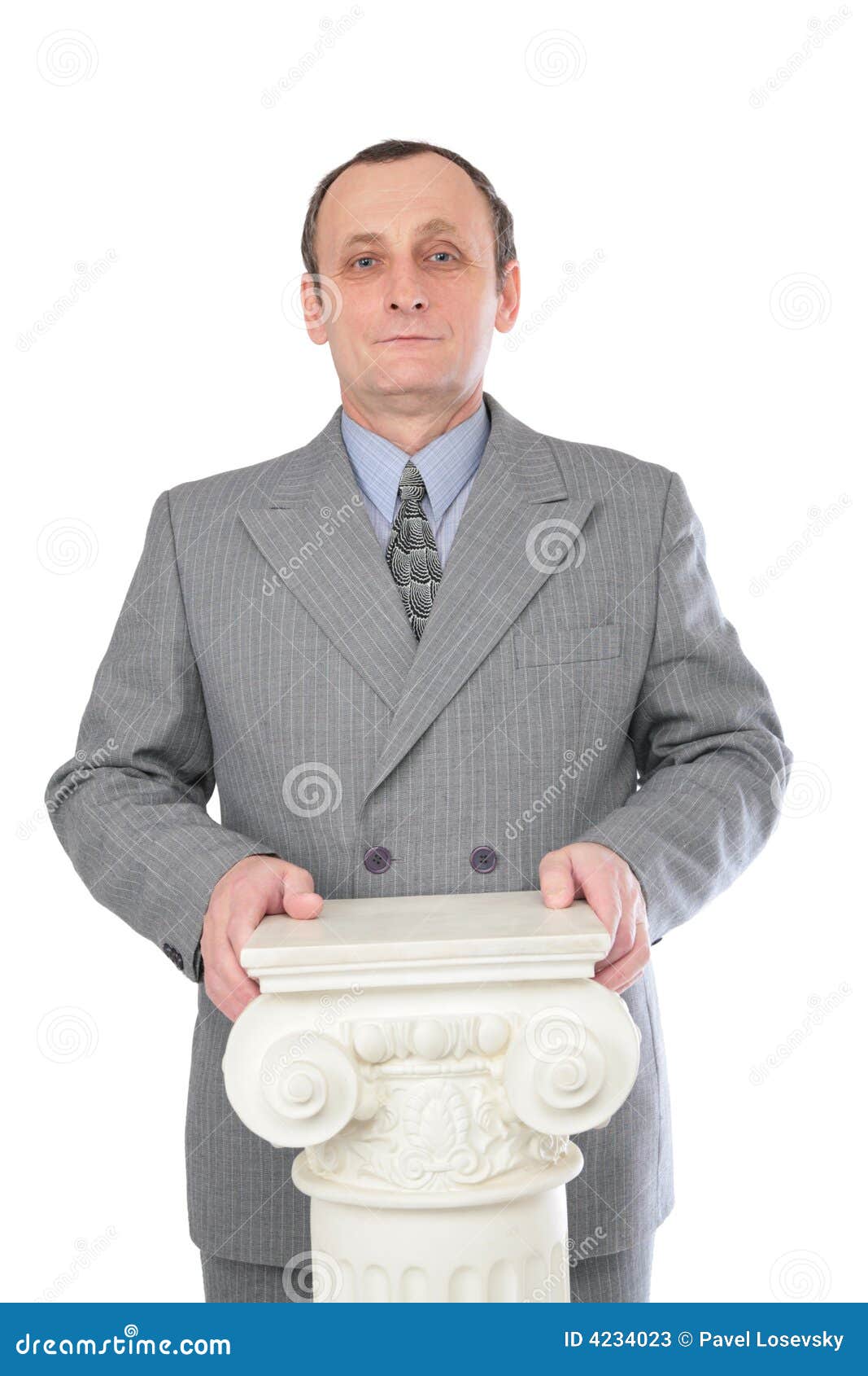 Man and ancient column stock image. Image of column, confident - 4234023
