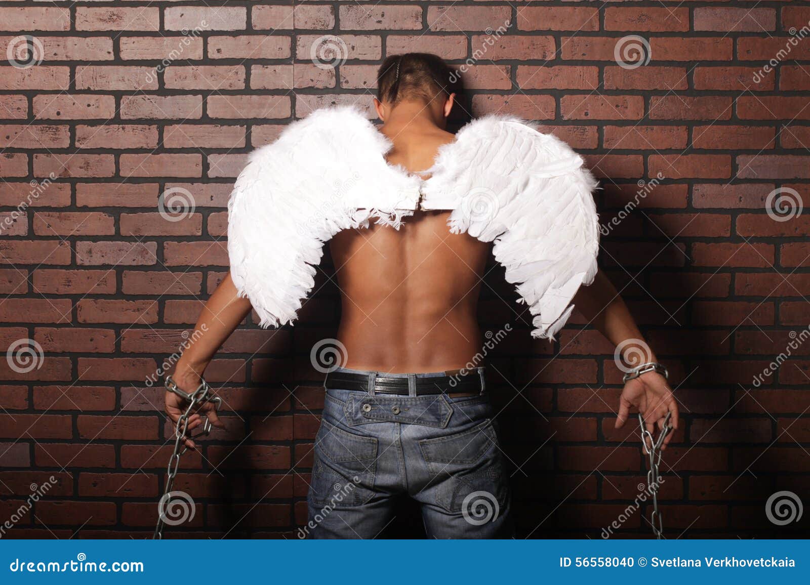 Man angel stock photo. Image of brunette, chained, archangel - 56558040