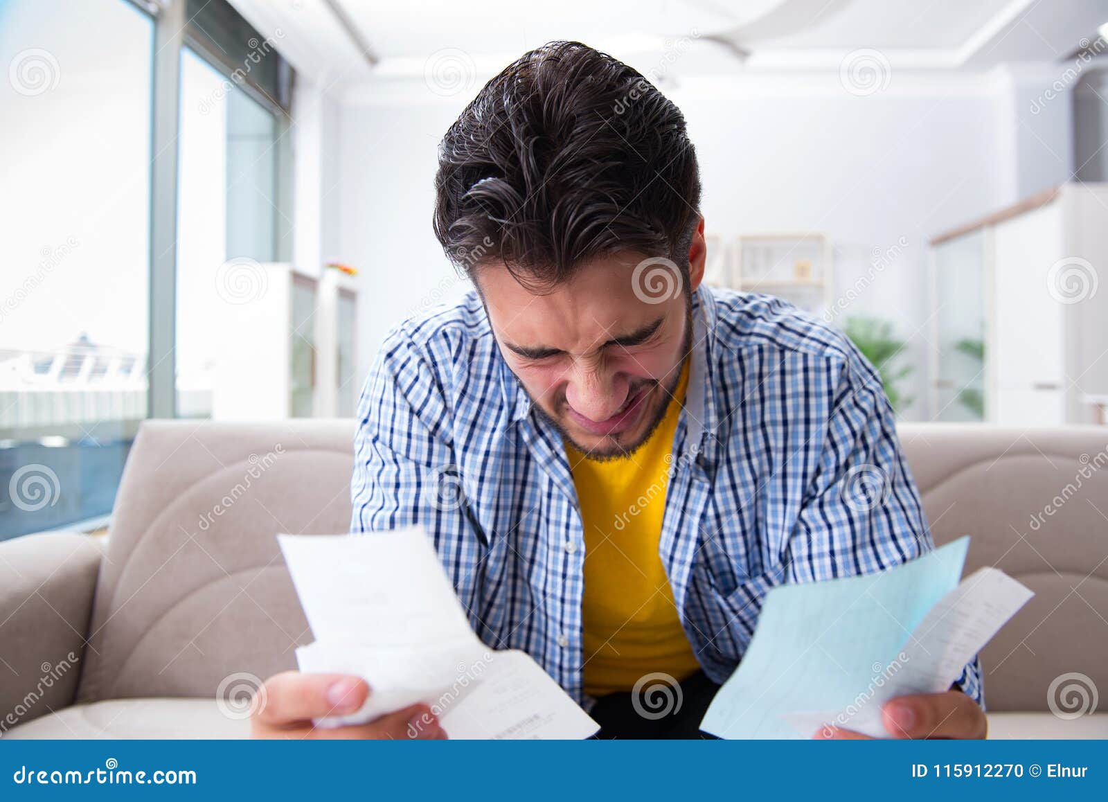 The Man Angry at Bills he Needs To Pay Stock Photo - Image of budget ...