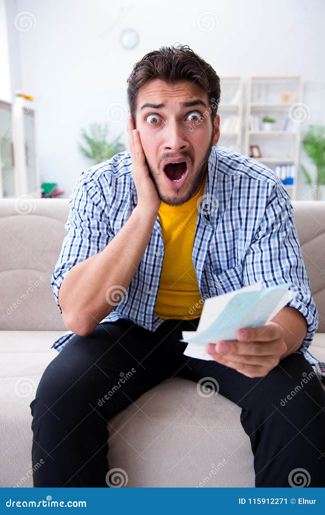 The Man Angry at Bills he Needs To Pay Stock Image - Image of husband ...
