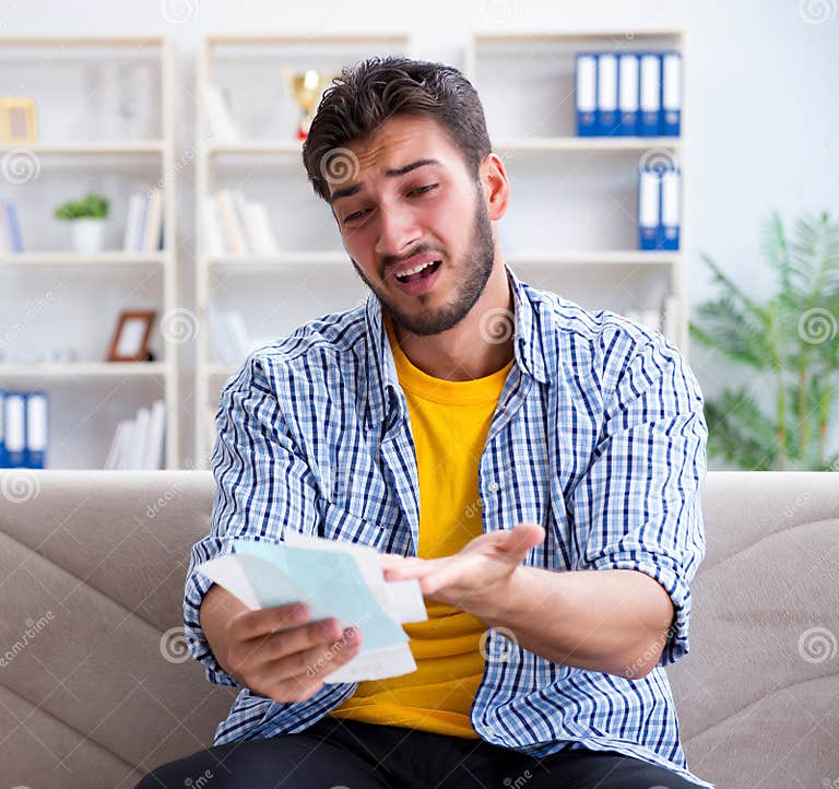 Man Angry at Bills he Needs To Pay Stock Image - Image of economy ...