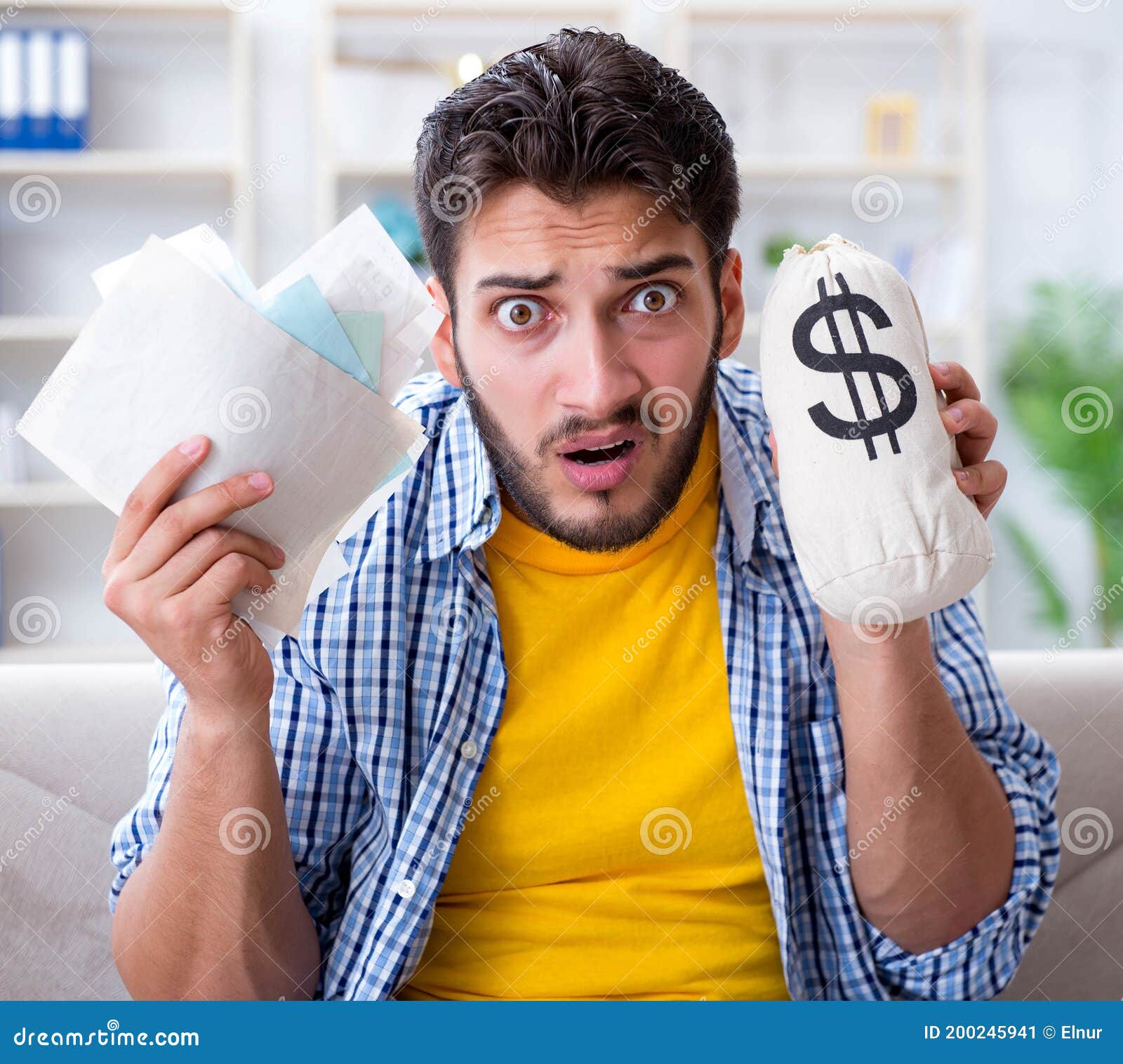 Man Angry at Bills he Needs To Pay Stock Image - Image of planning ...