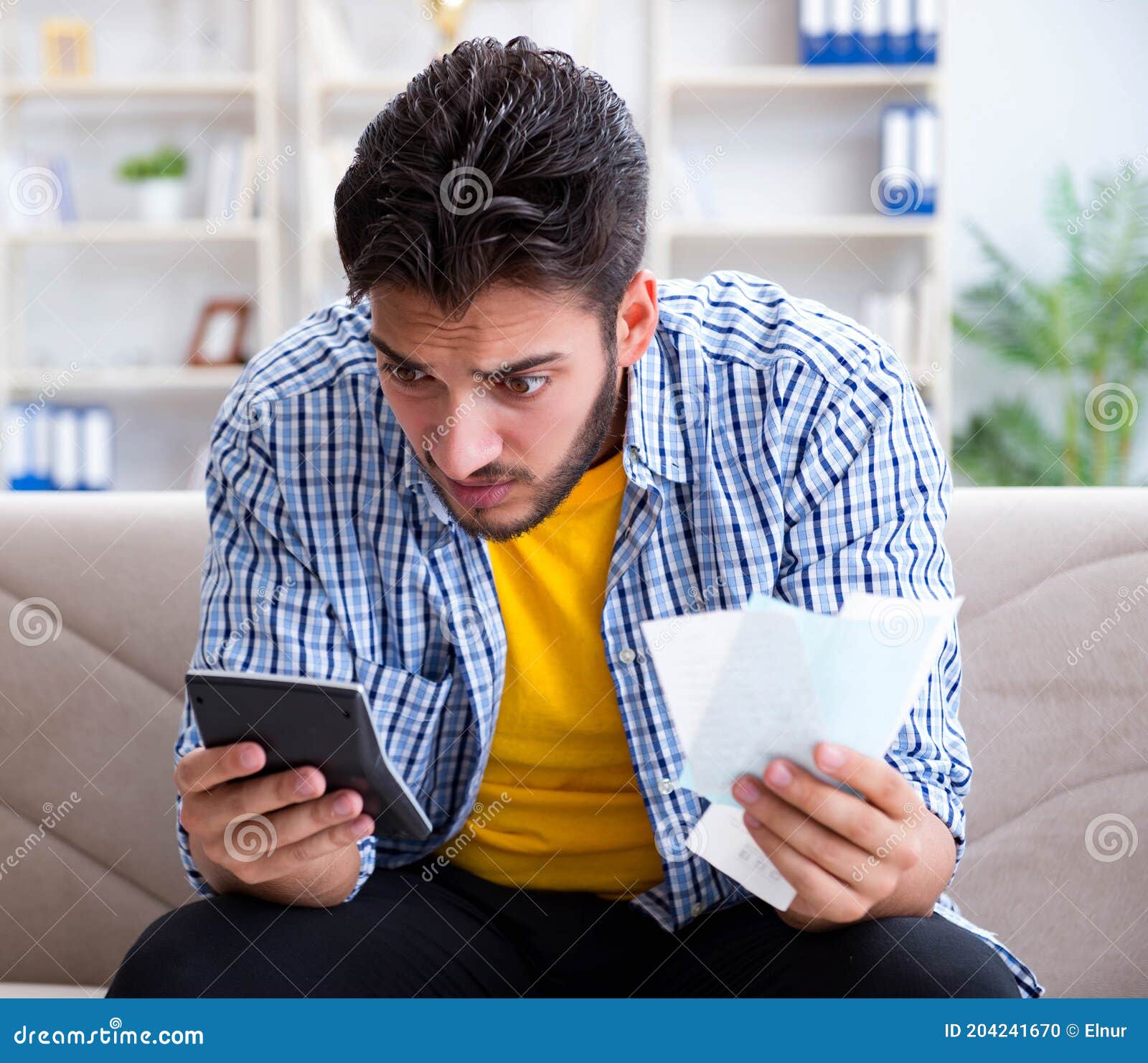 Man Angry at Bills he Needs To Pay Stock Photo - Image of counting ...