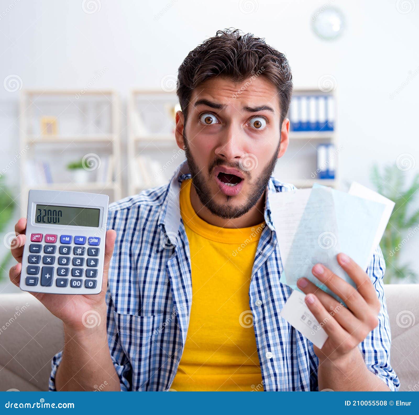 Man Angry at Bills he Needs To Pay Stock Photo - Image of calculate ...