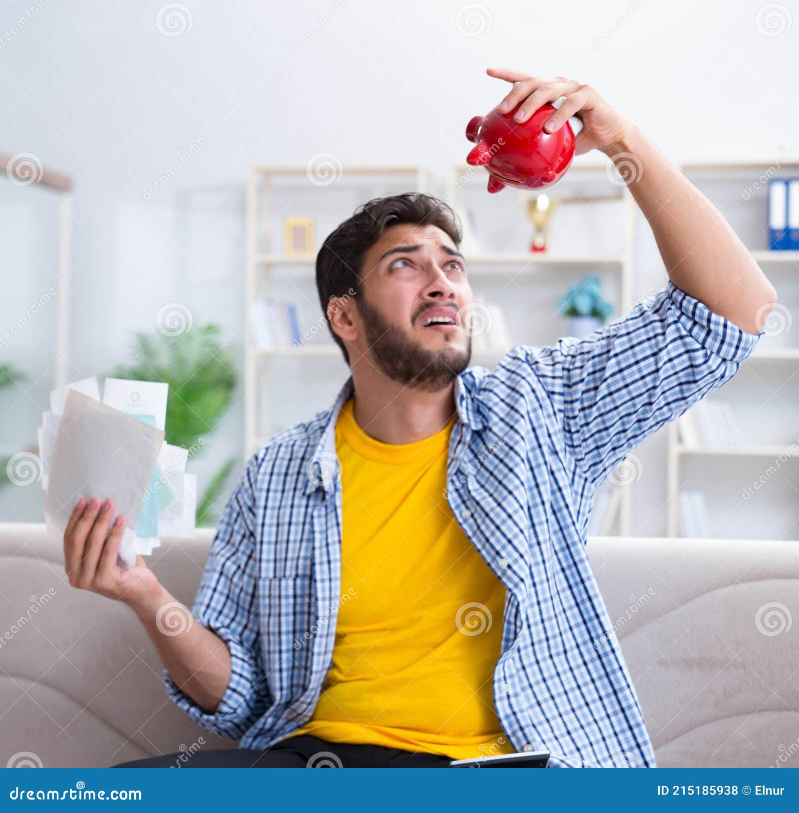 Man Angry at Bills he Needs To Pay Stock Photo - Image of banking ...