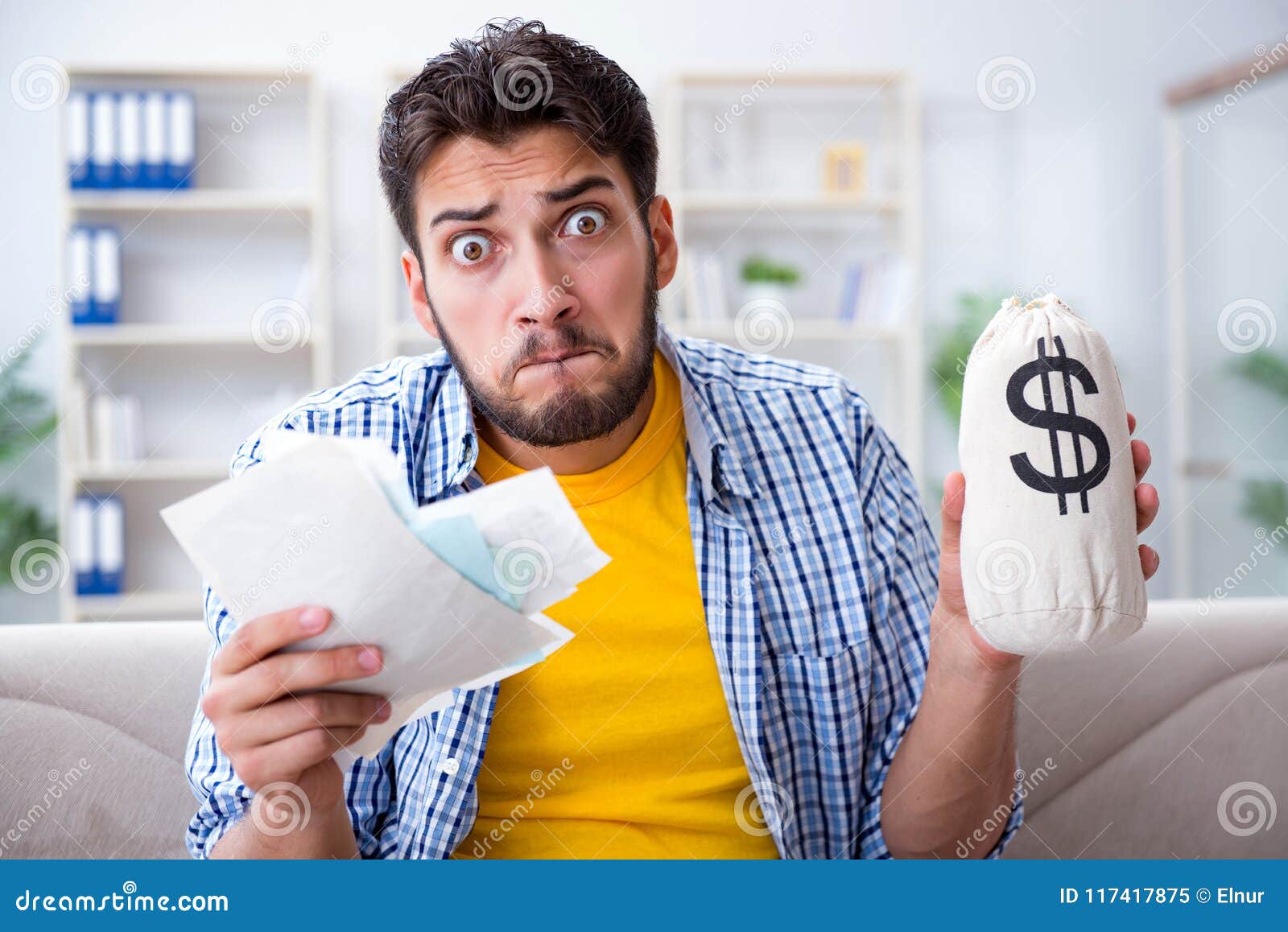 The Man Angry at Bills he Needs To Pay Stock Image - Image of finance ...