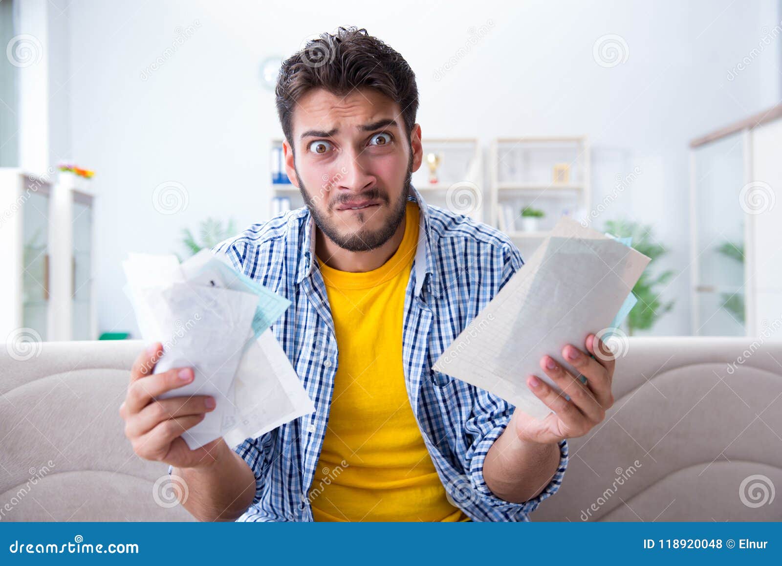 The Man Angry at Bills he Needs To Pay Stock Photo - Image of counting ...