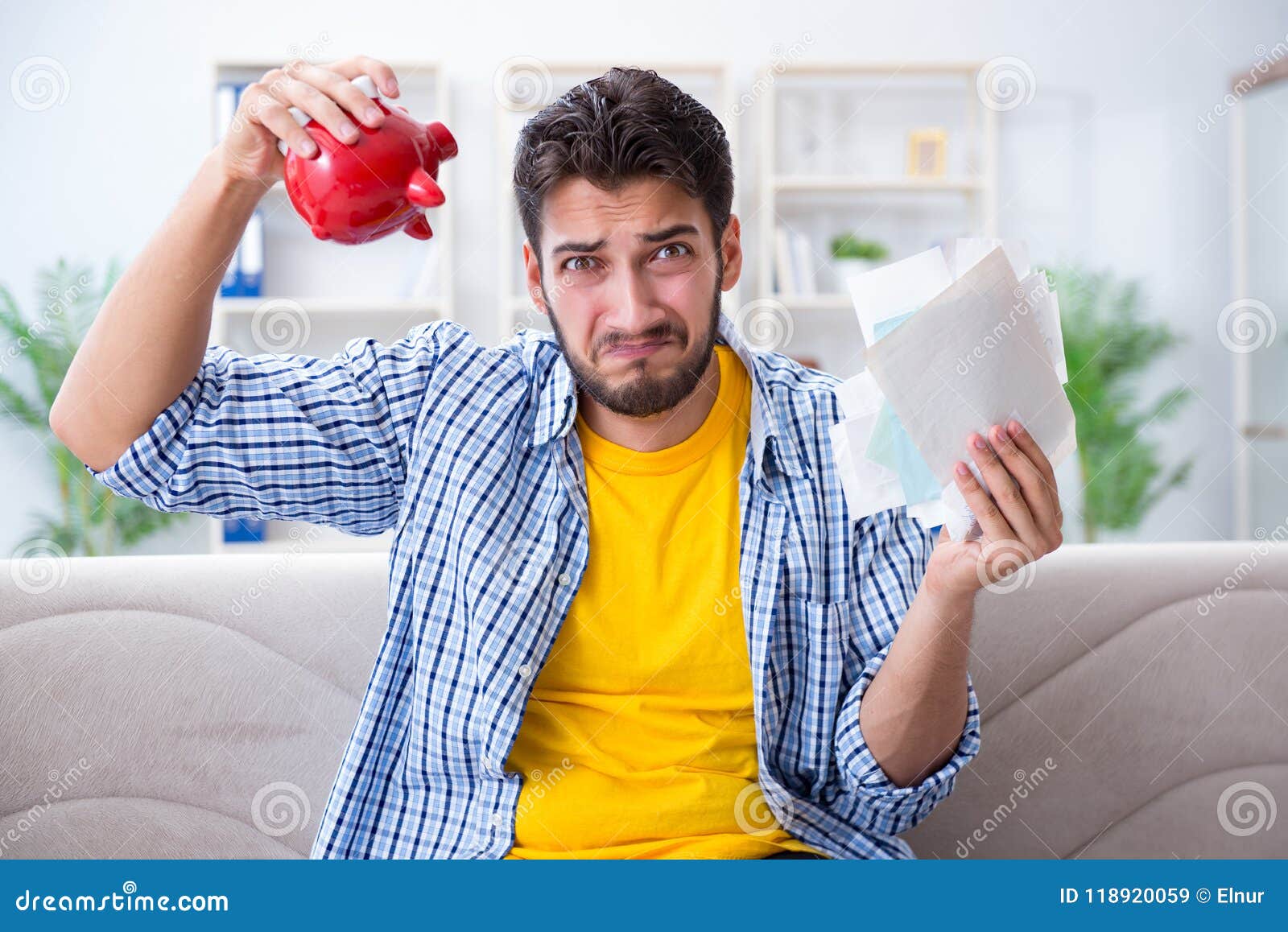 The Man Angry at Bills he Needs To Pay Stock Image - Image of husband ...