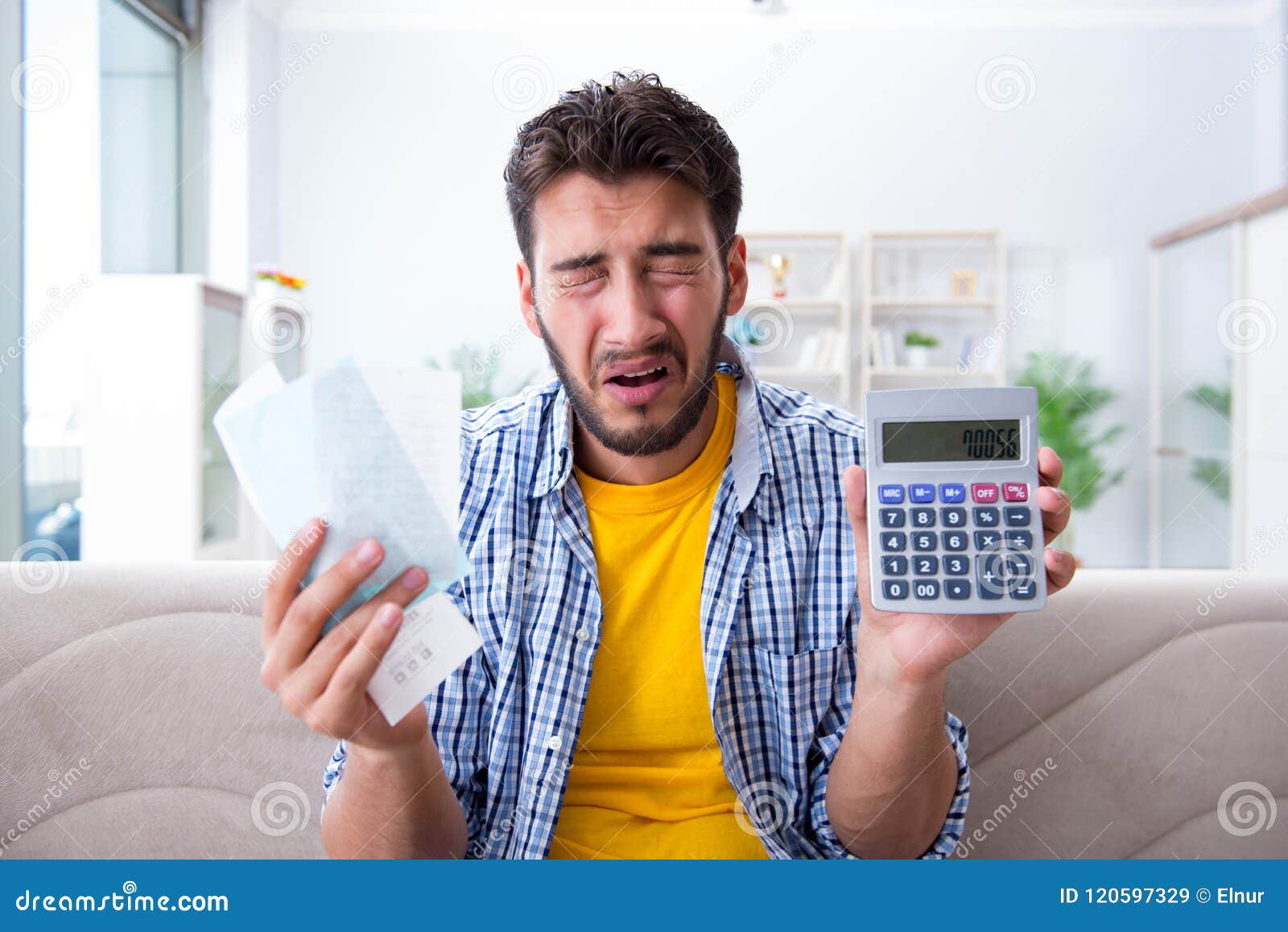 The Man Angry at Bills he Needs To Pay Stock Image - Image of financial ...