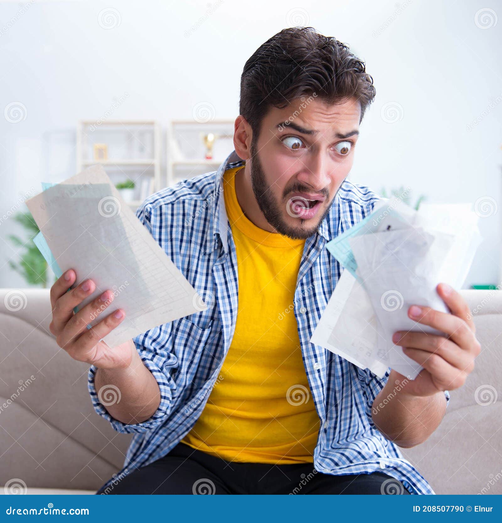 Man Angry at Bills he Needs To Pay Stock Photo - Image of bill ...