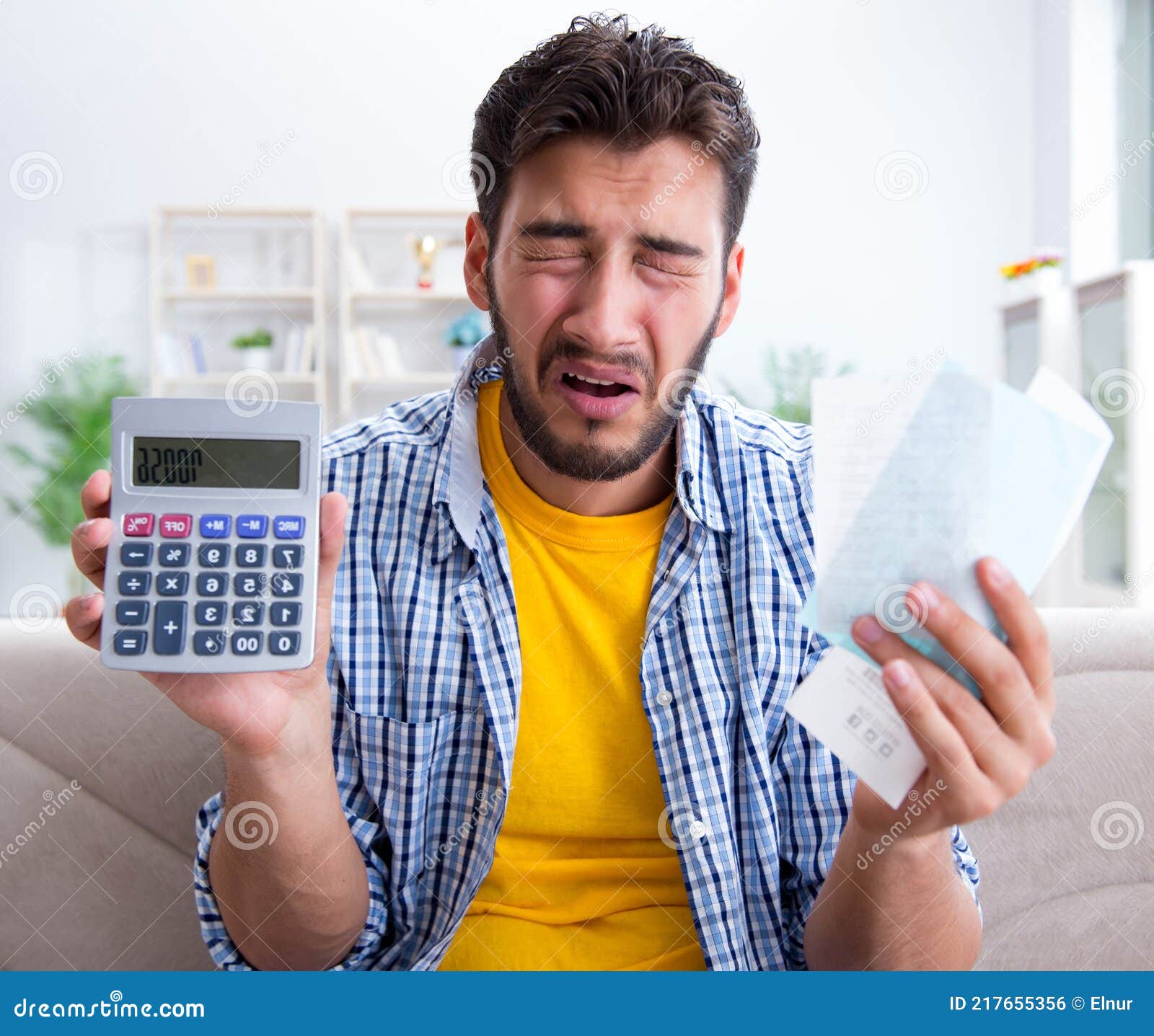 Man Angry at Bills he Needs To Pay Stock Photo - Image of husband ...