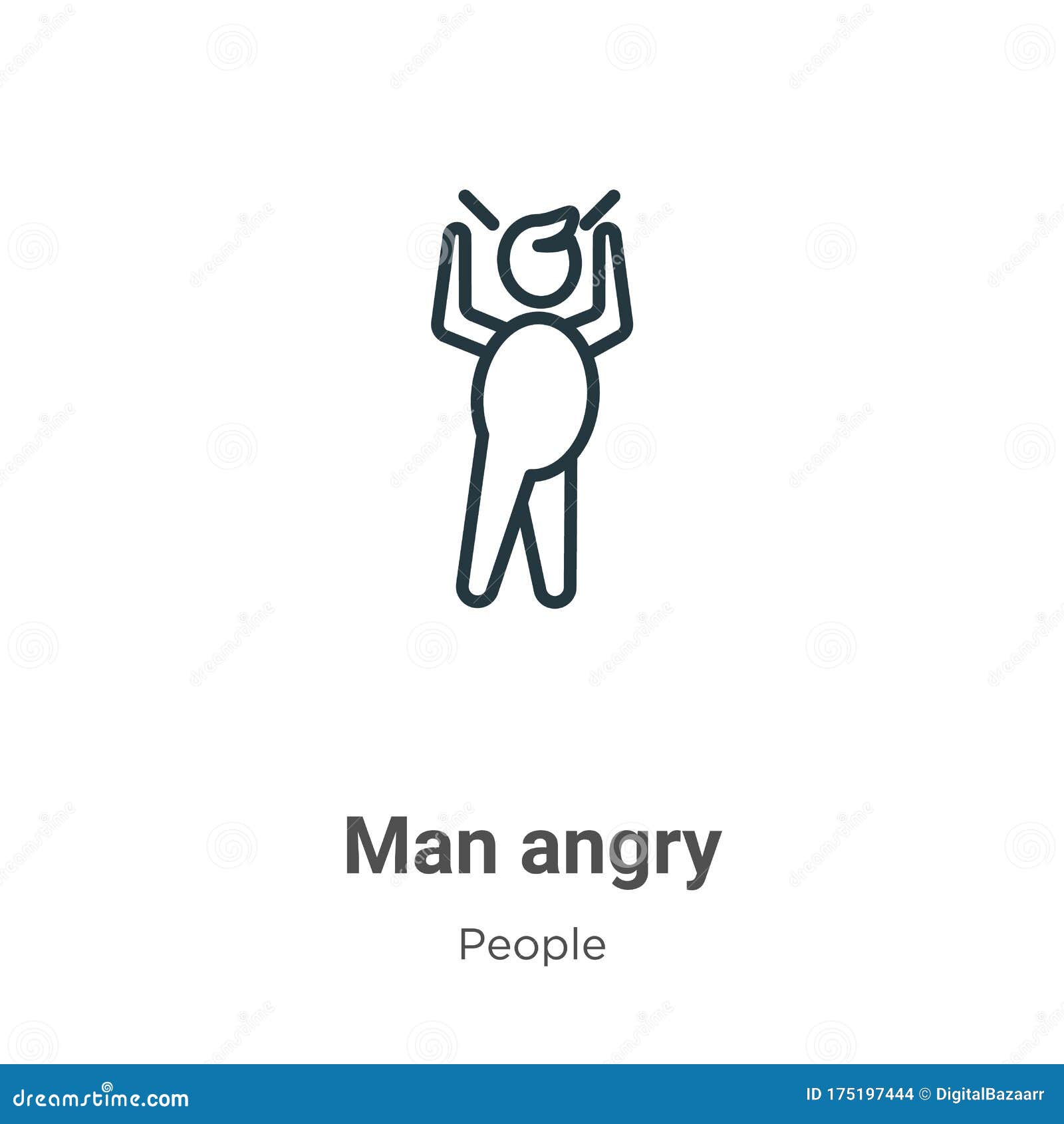 Man Angry Outline Vector Icon. Thin Line Black Man Angry Icon, Flat ...