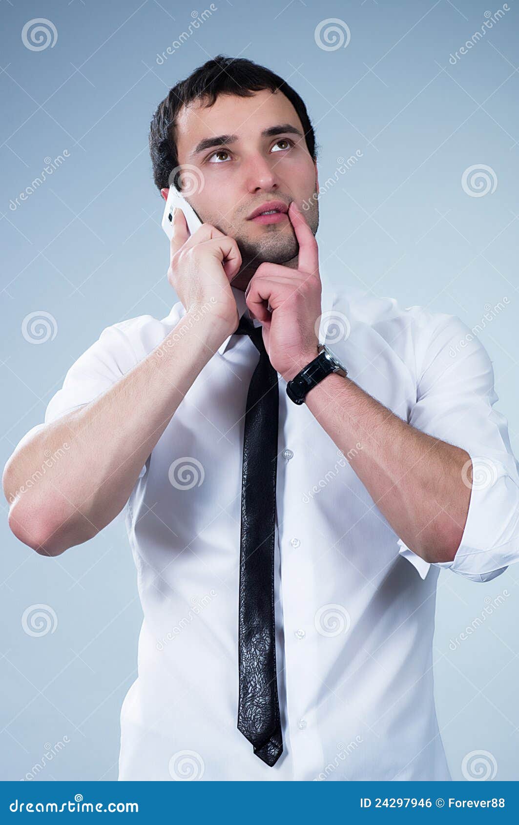 Man answering the phone stock photo. Image of look, conversation - 24297946