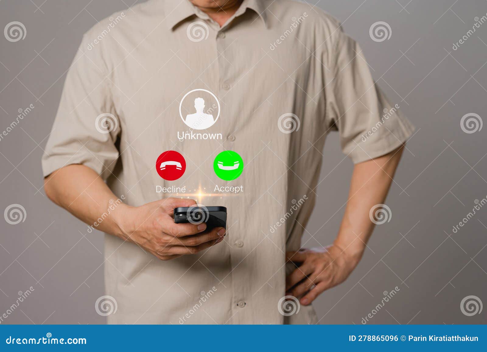 Man Answering To Incoming Call Phone Call From Unknown Number Call