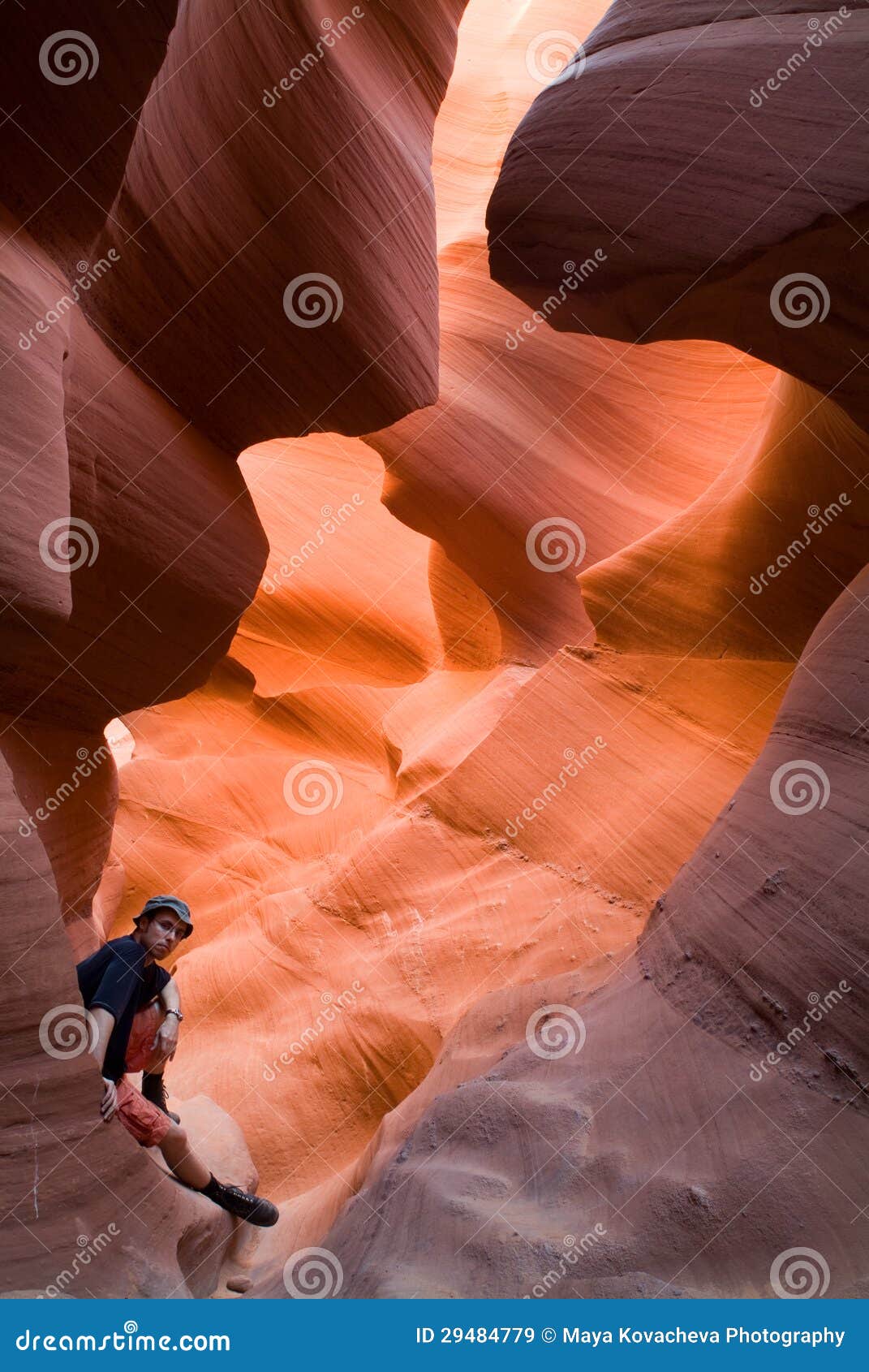 Man in Antelope Canyon stock image. Image of bright, arizona - 29484779