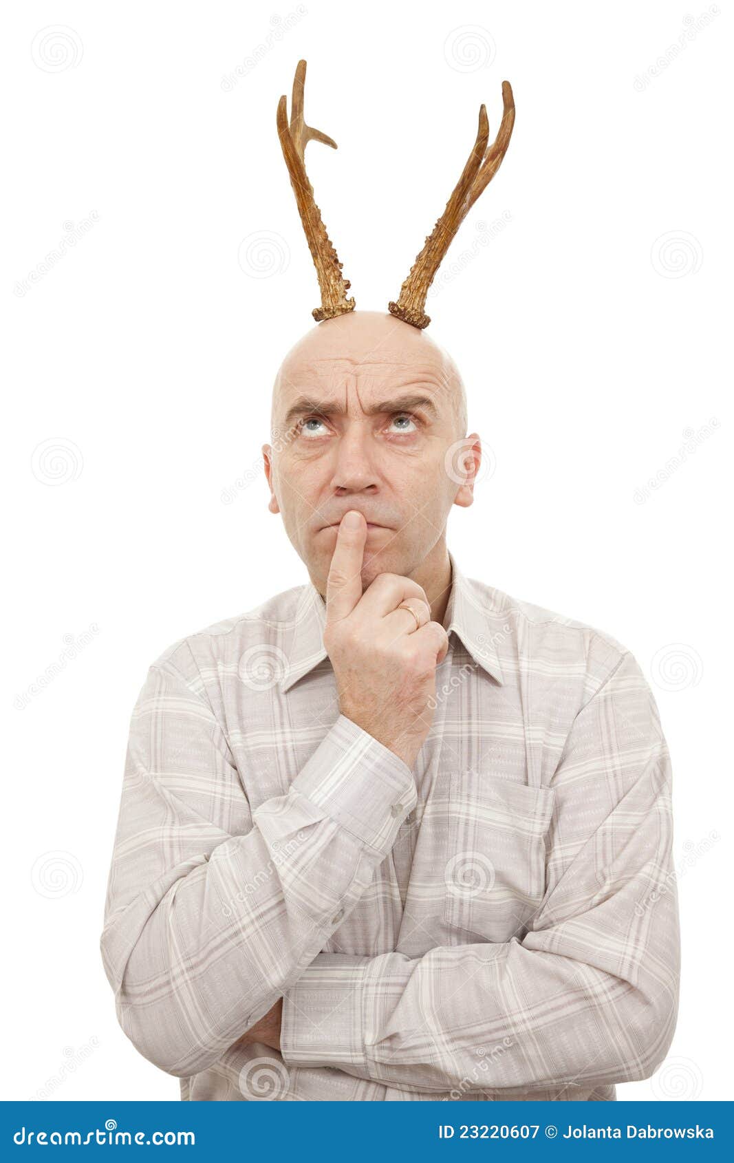 Man with antlers stock image. Image of people, head, white - 23220607