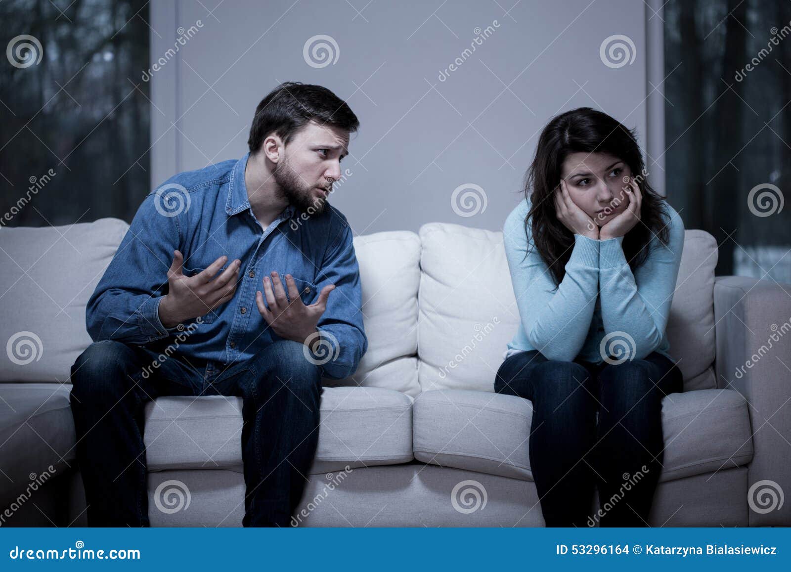 Man Apologizing His Girlfriend Stock Photo - Image of sofa ...