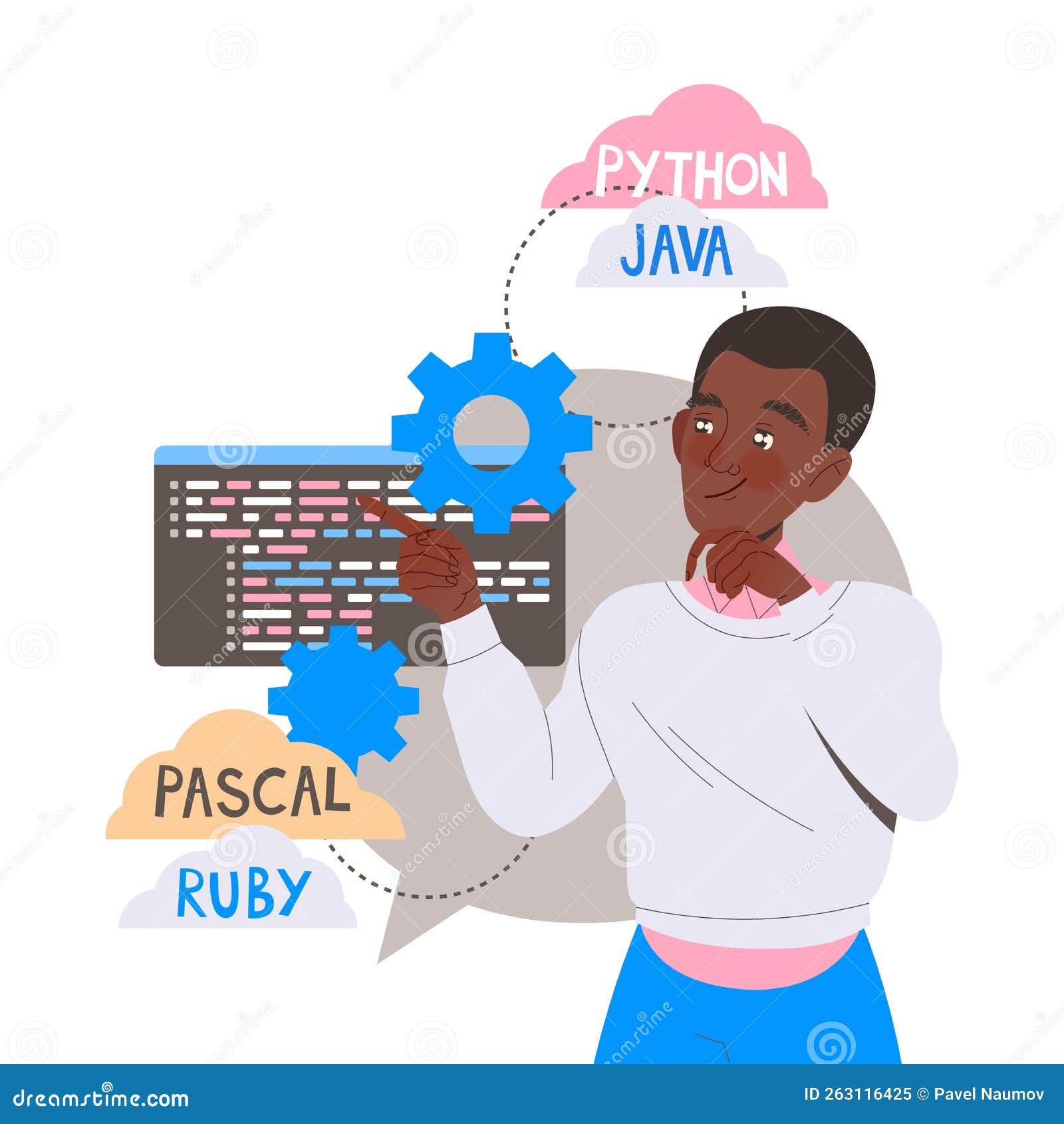 Man App Dev Professional Developing And Coding Software Application For Mobile Device Vector