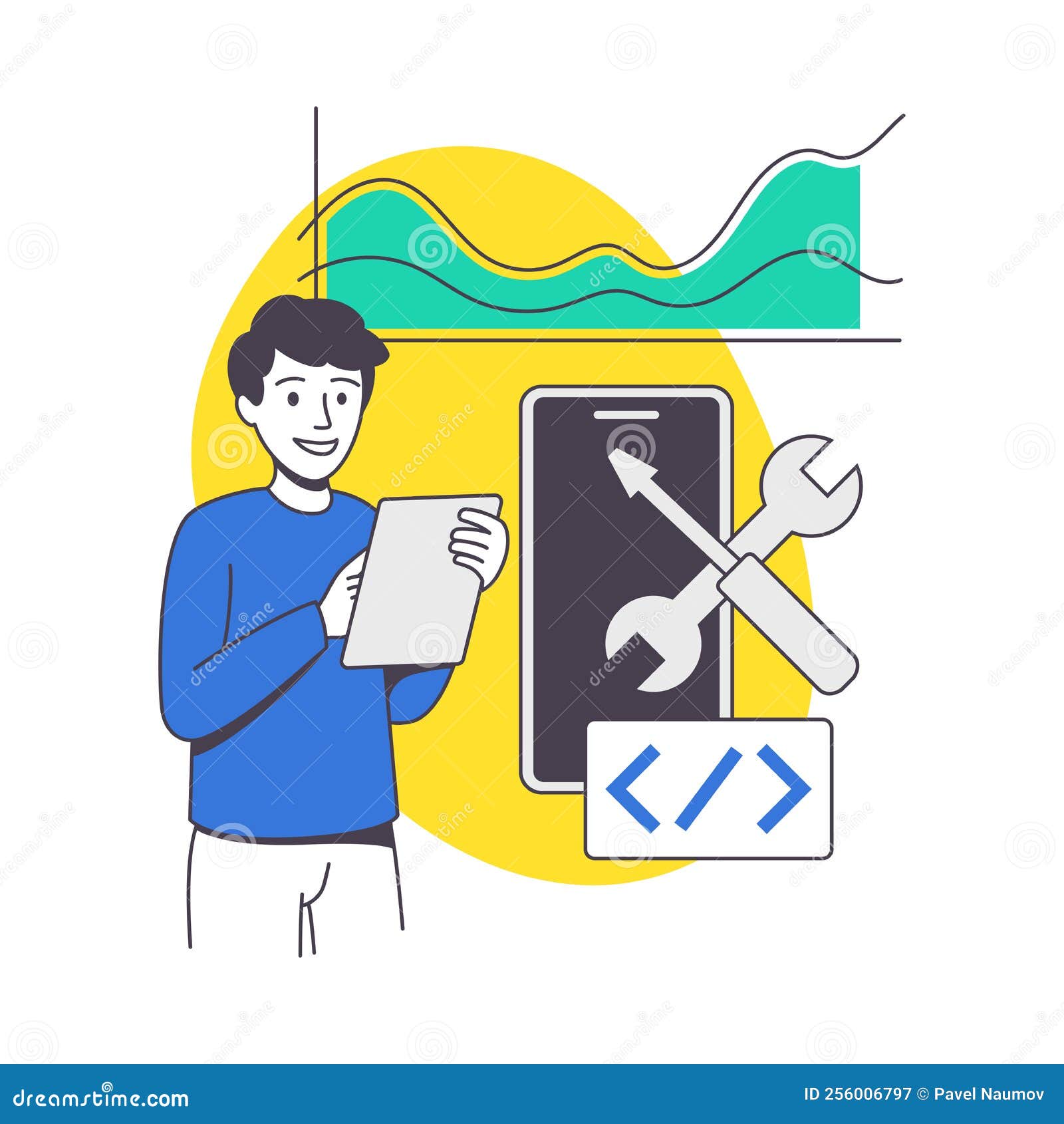 Man App Dev Professional Developing Software Application For Mobile