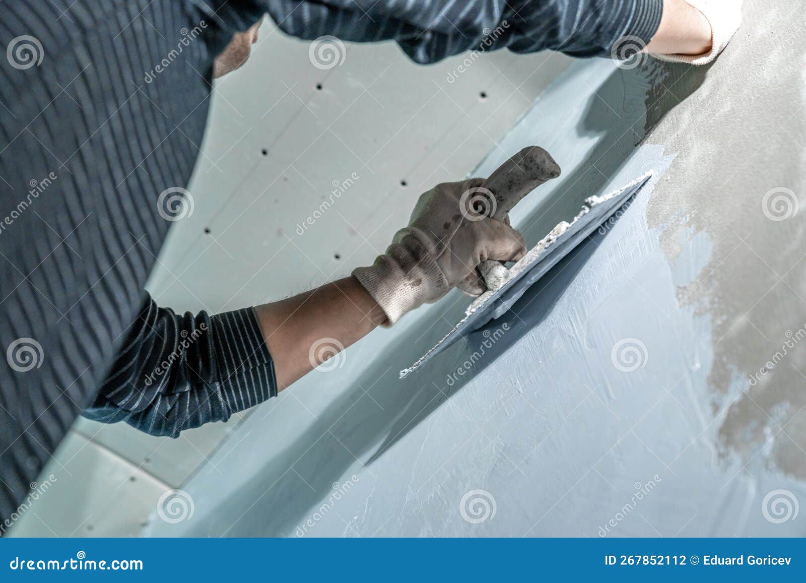 Man Applies Insulation To a Bathroom Wall Stock Photo - Image of ...
