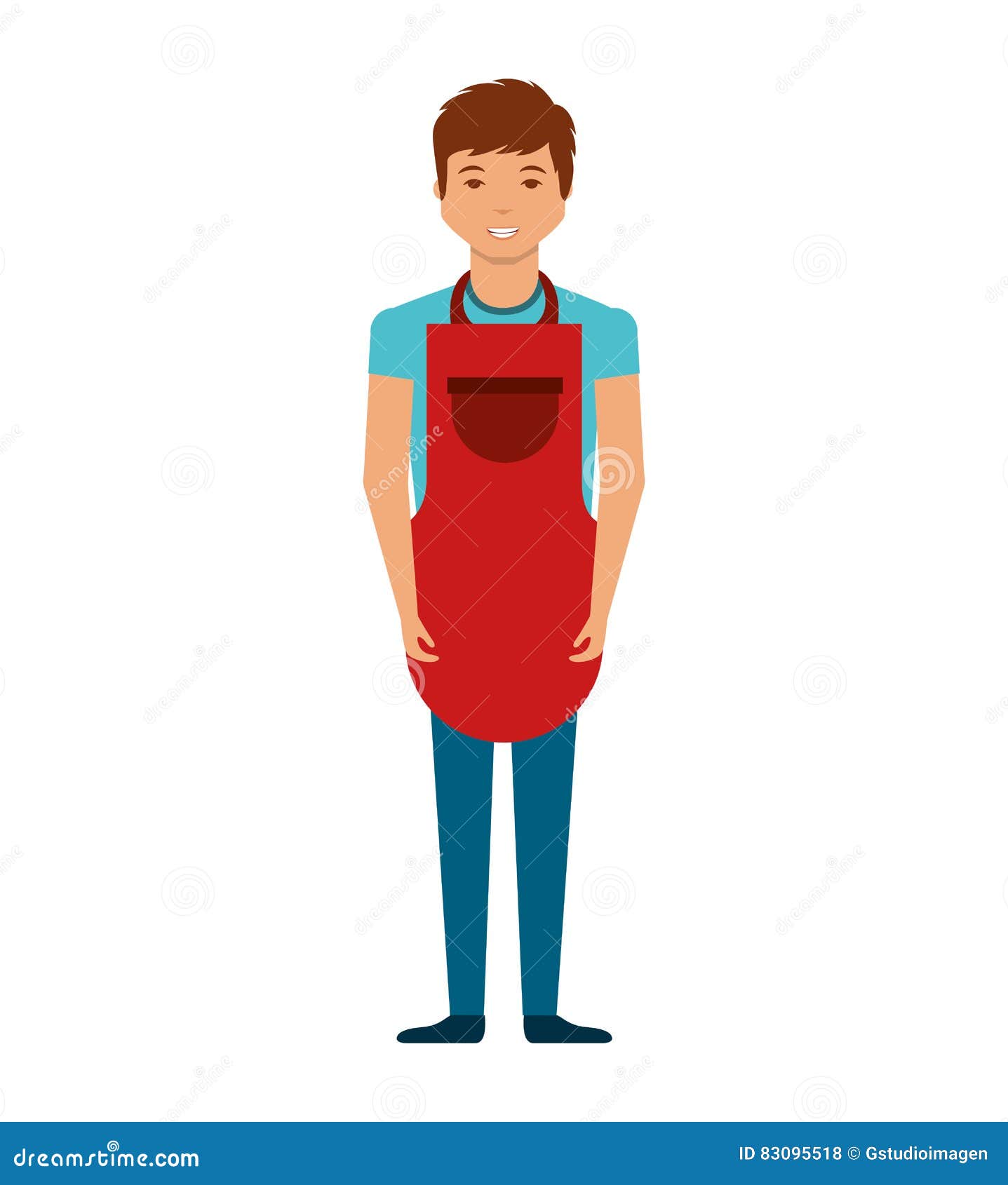 Man with apron character stock illustration. Illustration of background ...
