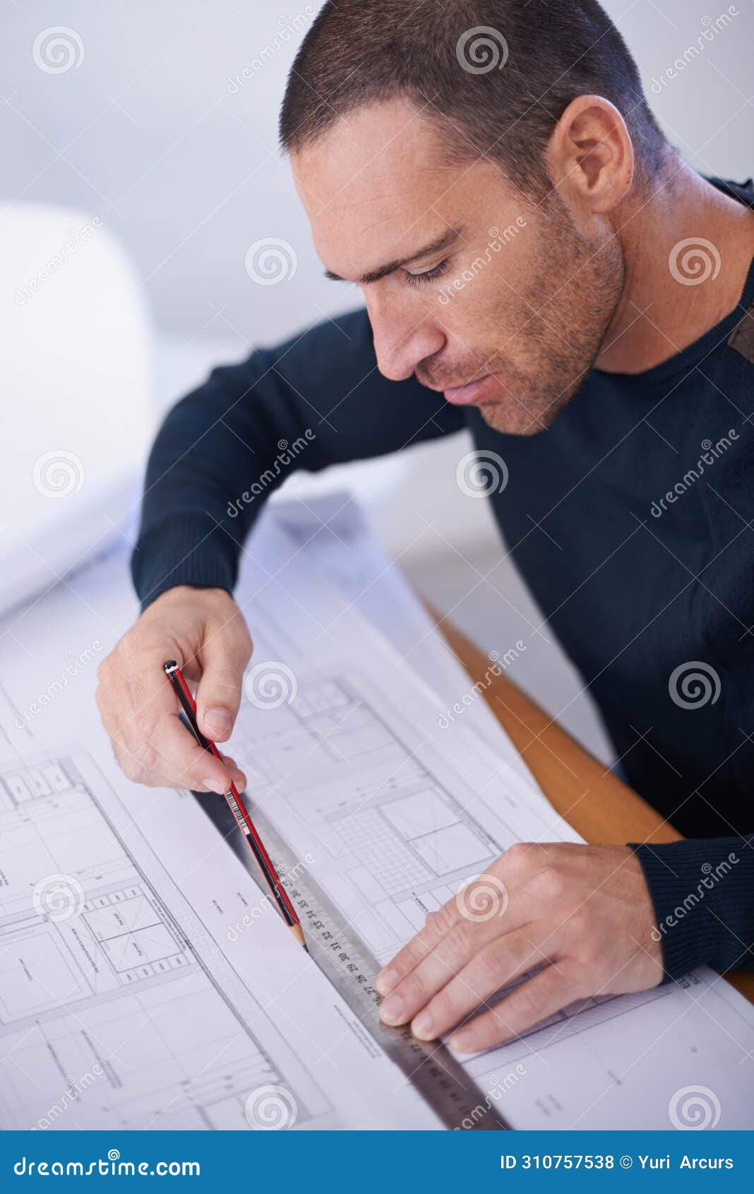 Man, Architect and Floor Plan or Drawing Building As Blueprint Design ...