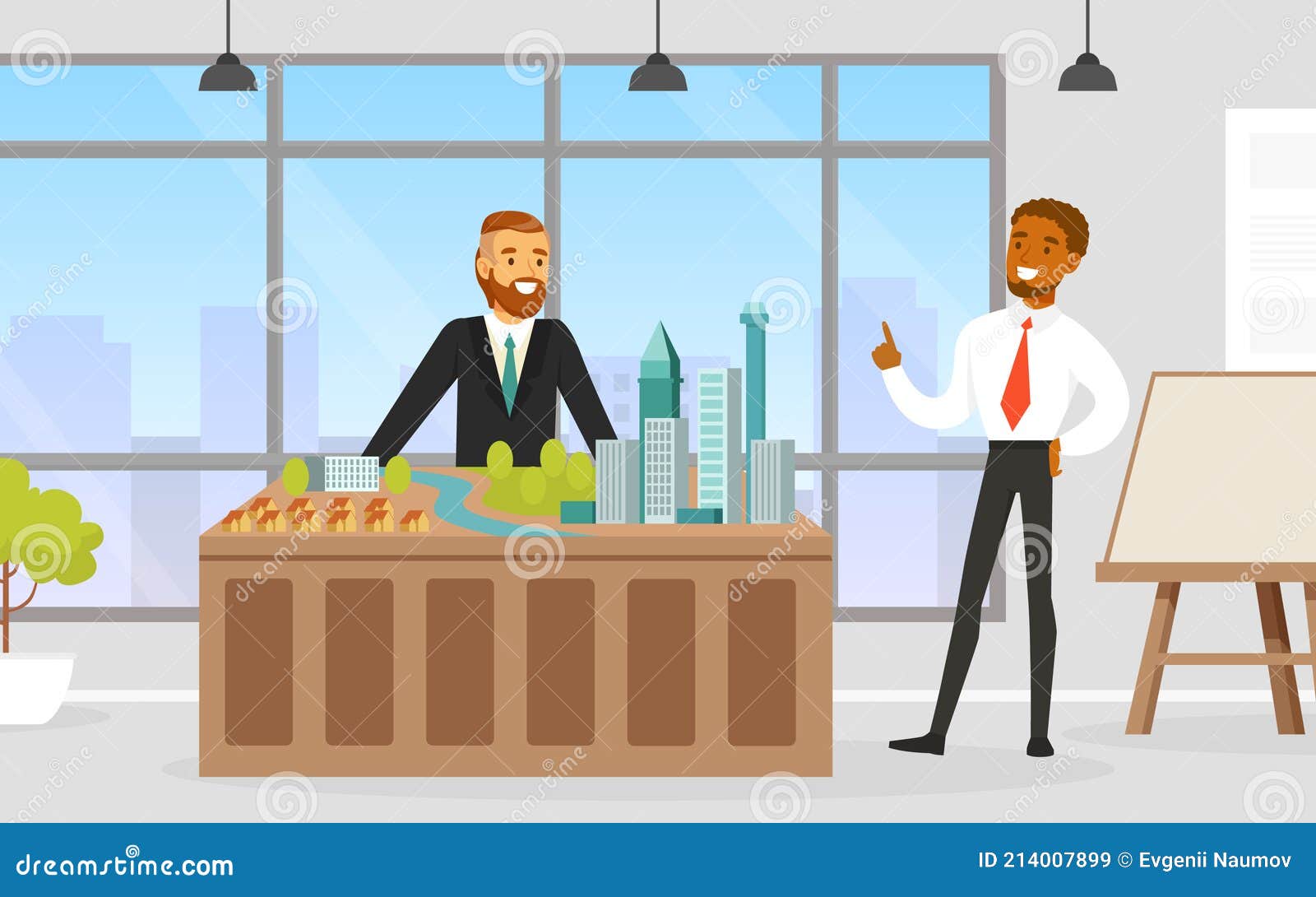 Man Architect Presenting Architectural Model or Maquette of Future ...