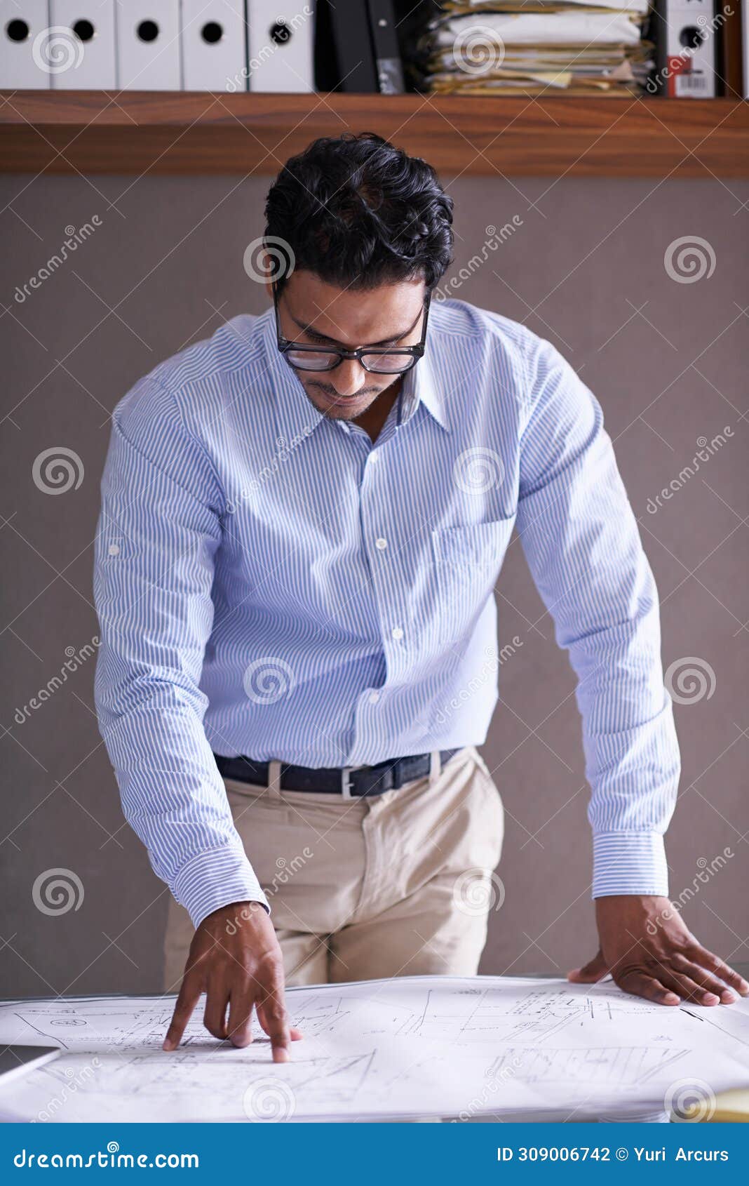 Man, Architect and Review Floor Plan for Renovation Project ...