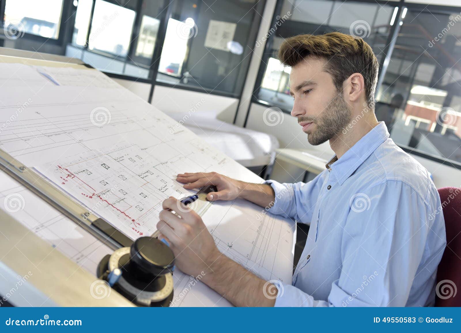 Man Architect Working on a Project Stock Image - Image of design ...