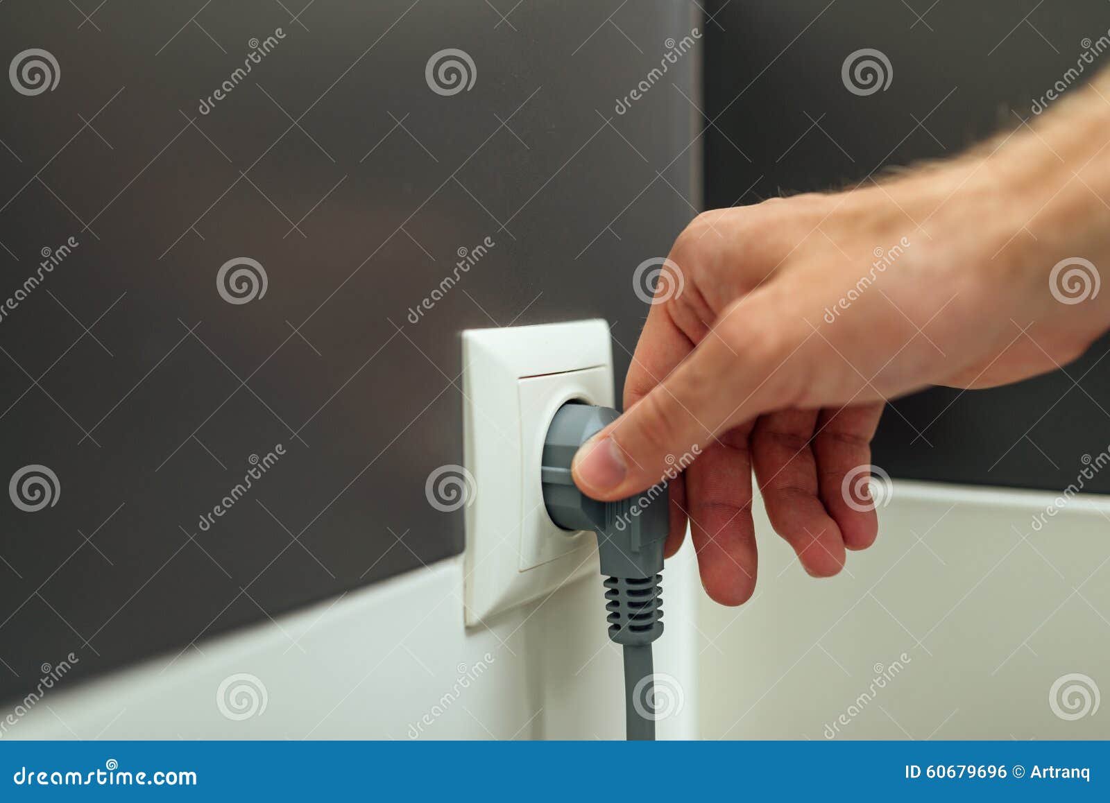 Man Arm Put Jack into Plug in the Room Stock Photo - Image of cable ...