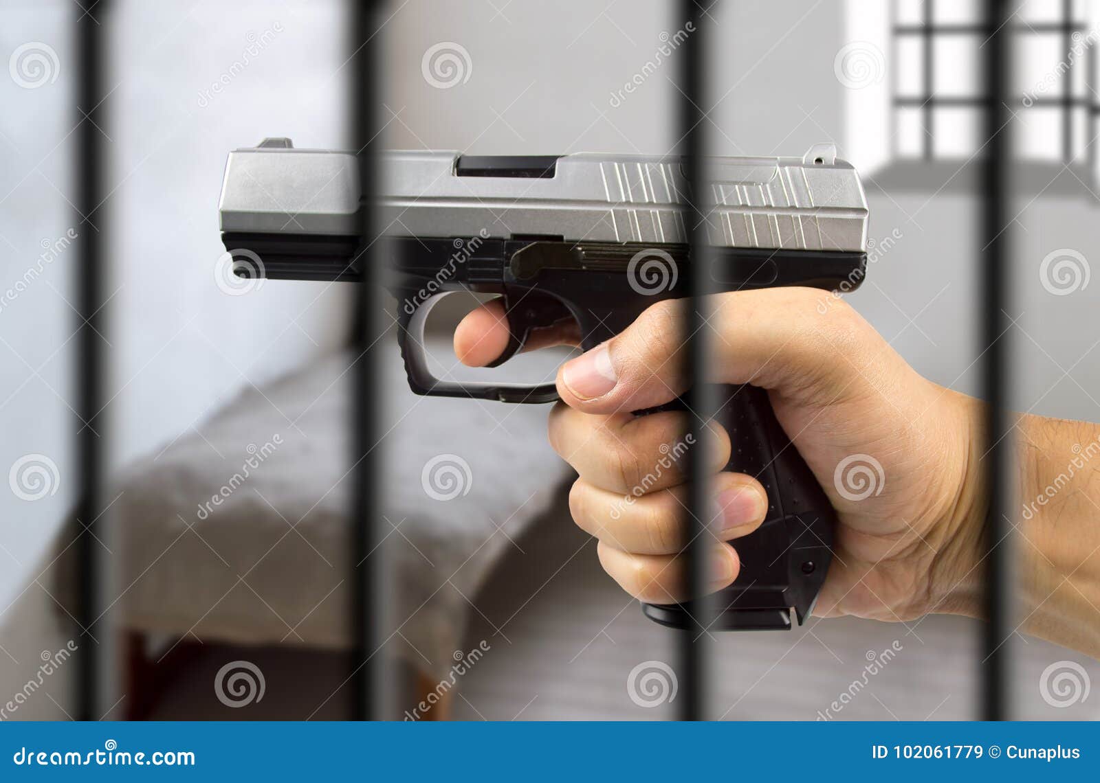 Gun in jail stock image. Image of gangster, gang, indoors - 102061779