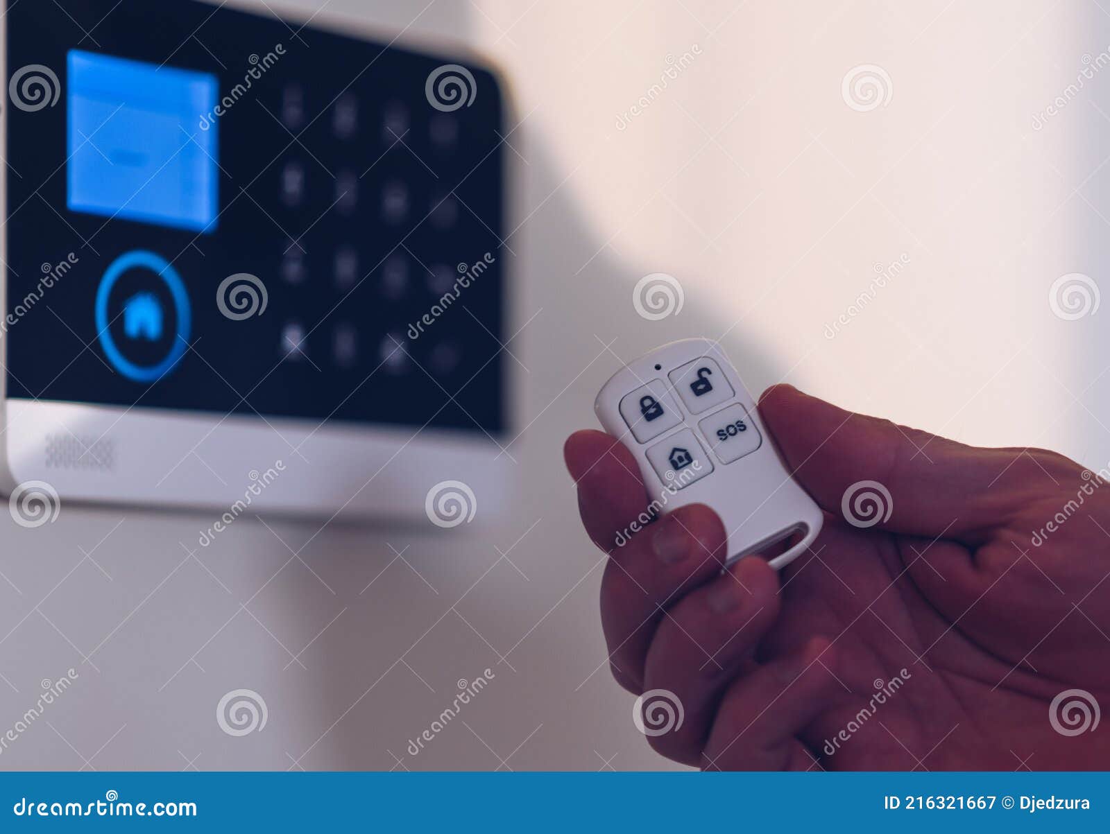 Man Arming or Disarming Home Security Alarm. Stock Image - Image of ...